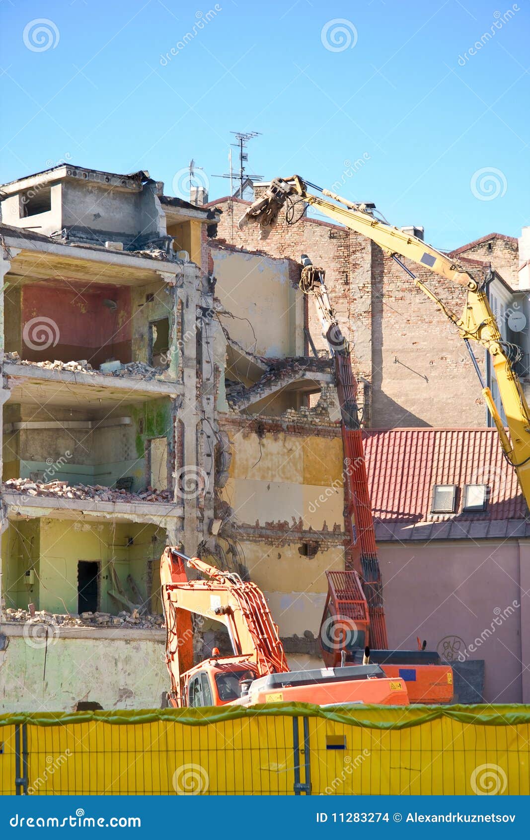 Bulldozer destroy building stock photo. Image of europe - 11283274