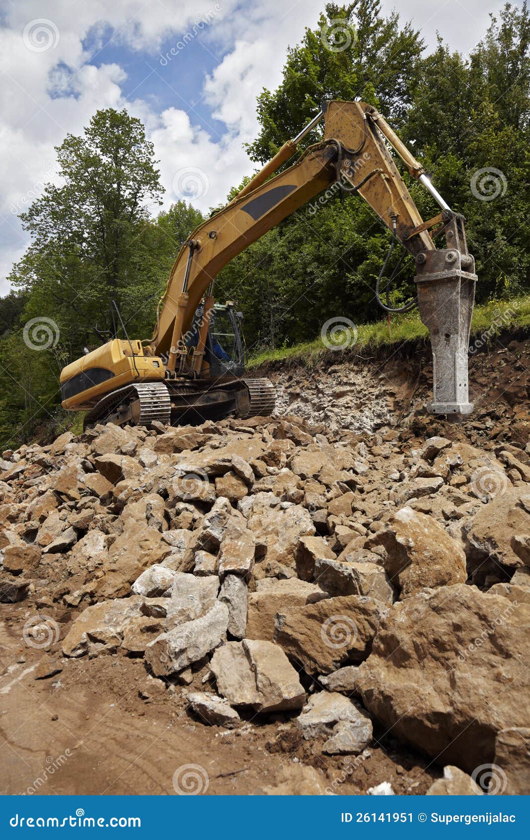 Bulldozer digging stock image. Image of large, building - 26141951