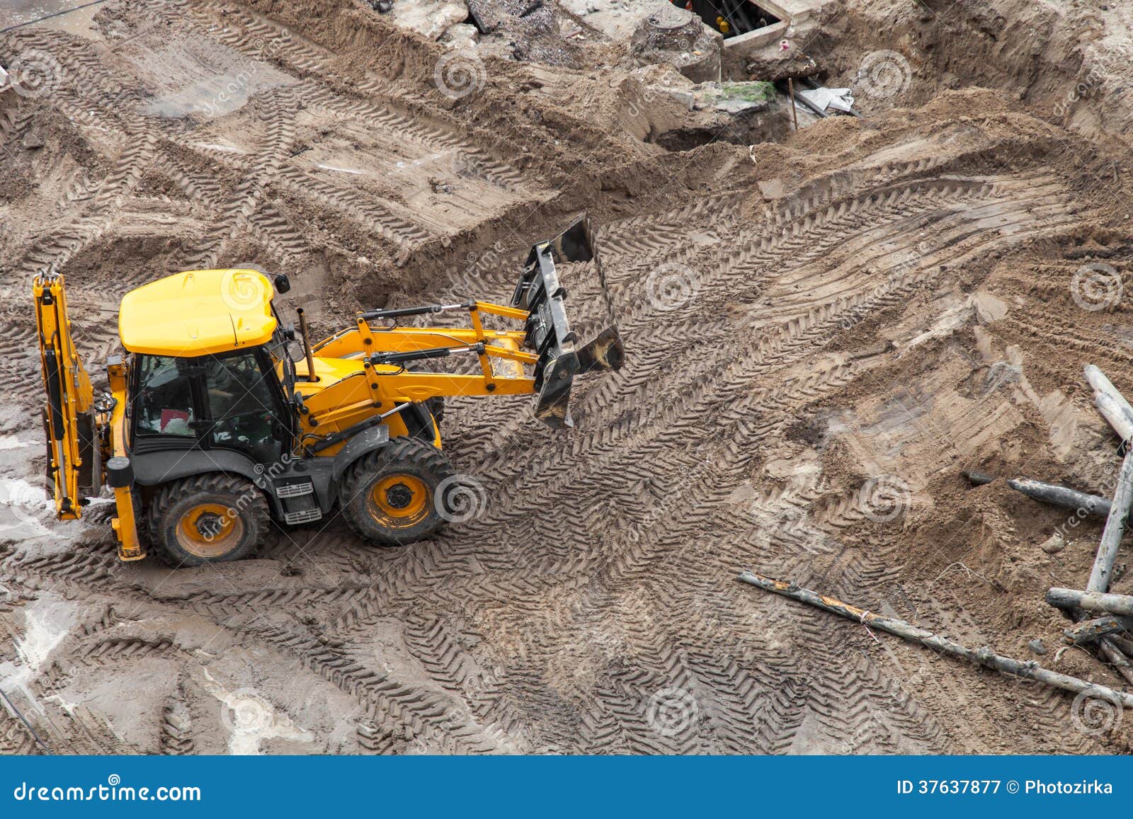 Bulldozer Digging the Ground Stock Image - Image of outdated, iron ...