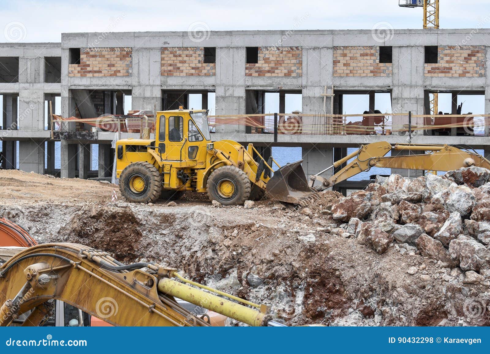 Bulldozer does the work stock photo. Image of bucket - 90432298