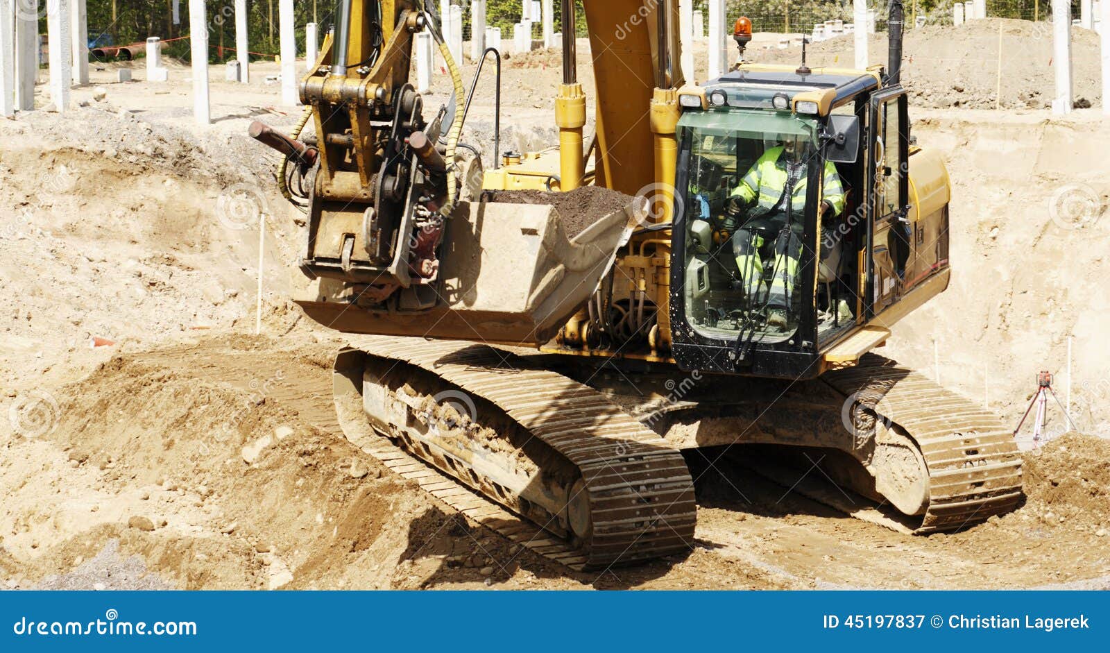 Bulldozer and Driver in Action Stock Image - Image of engineering ...