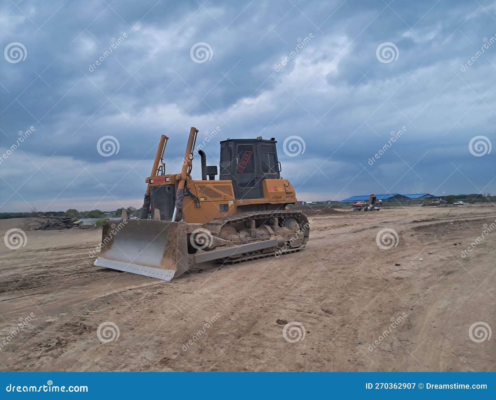 Bulldozer on Earthwork Landfilling Industrial Park Editorial ...