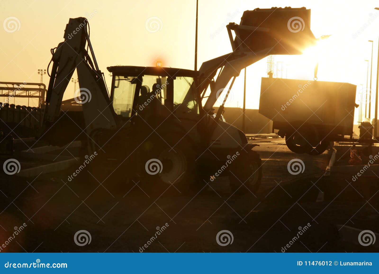 Bulldozer Excavator Backlight Evening Sunset Stock Photo - Image of ...