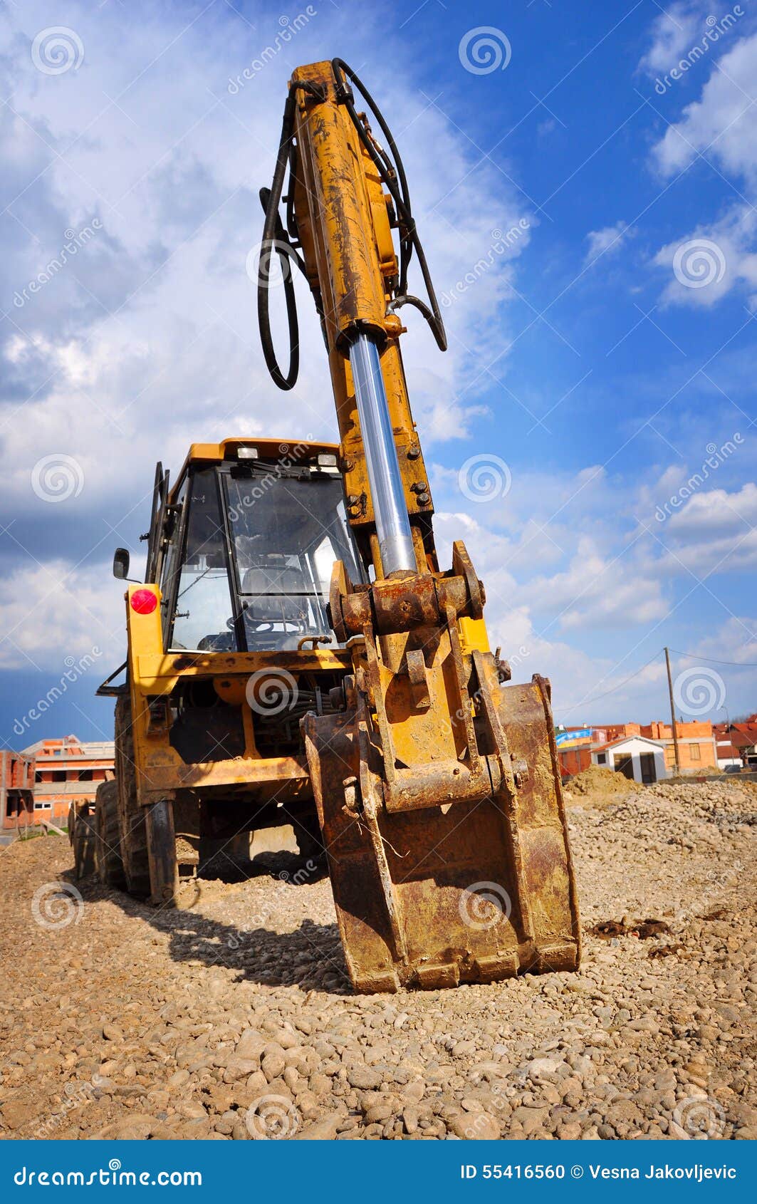 Bulldozer Excavator on a Construction Site Stock Photo - Image of ...