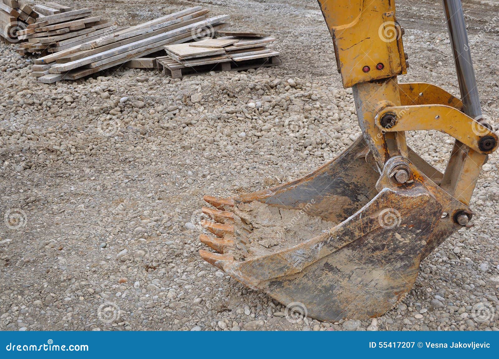 Bulldozer Excavator on a Construction Site, Bucket Stock Image - Image ...