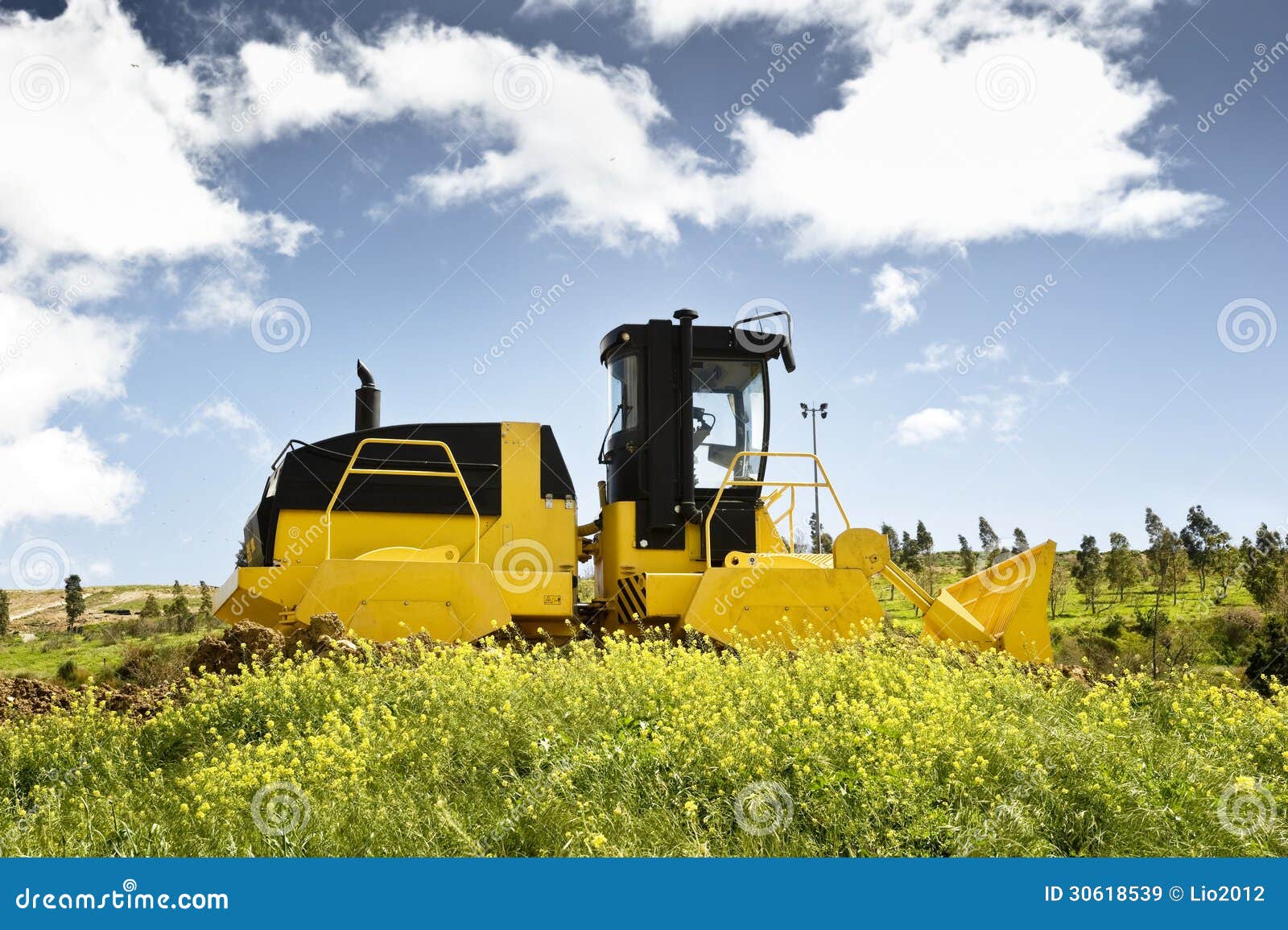 Bulldozer in a field stock image. Image of steel, industrial - 30618539