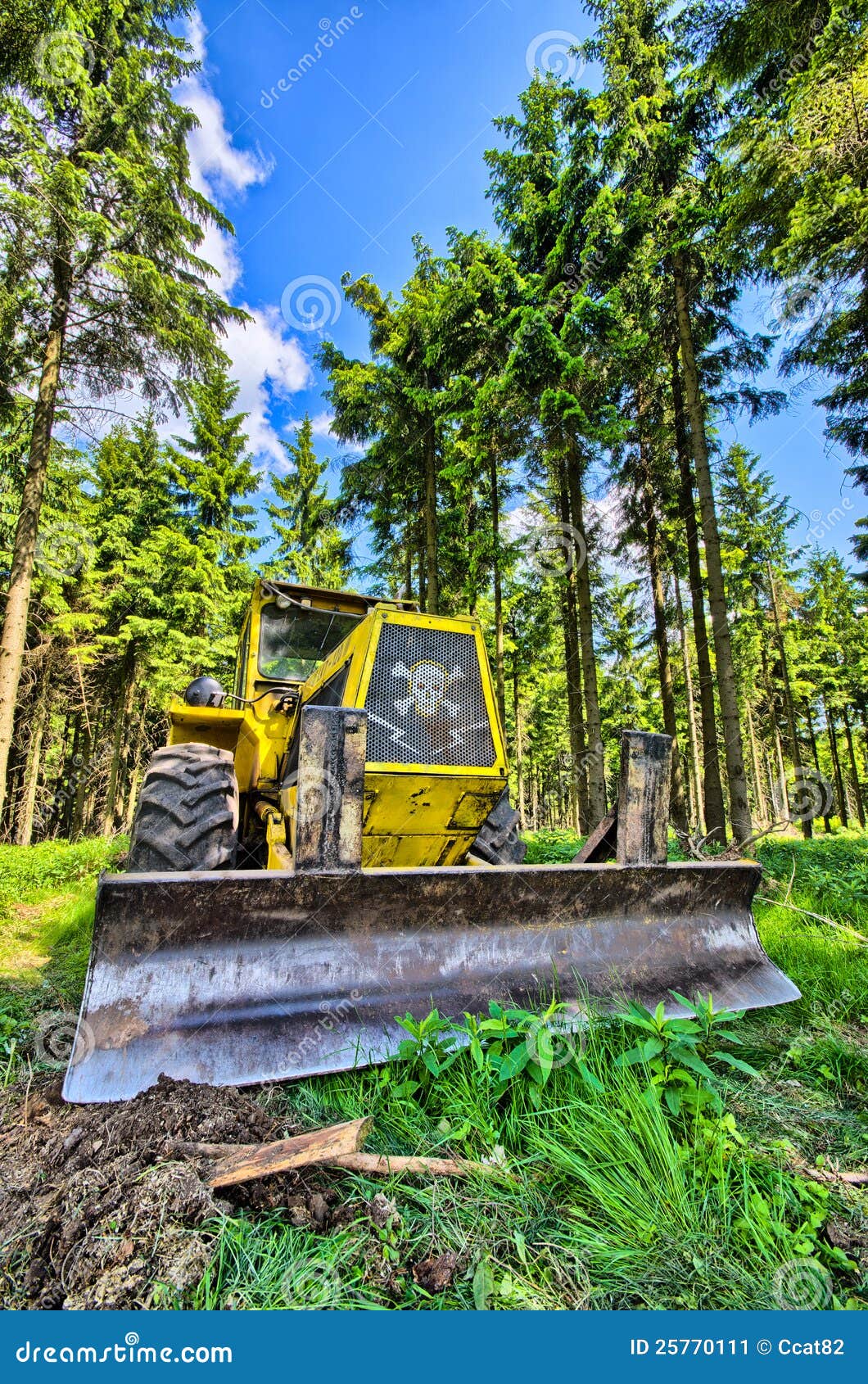 Bulldozer in the forest stock image. Image of machine - 25770111