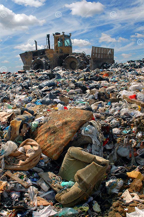 The Bulldozer on a Garbage Dump Stock Photo - Image of rubbish, dump ...