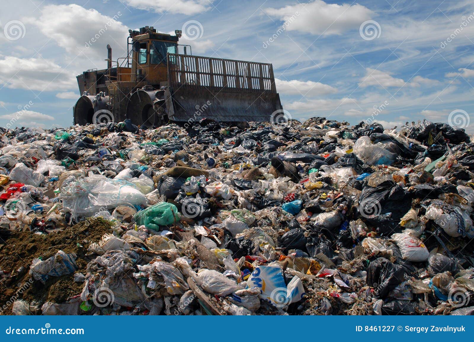 The Bulldozer on a Garbage Dump Stock Image - Image of hydraulic, dump ...