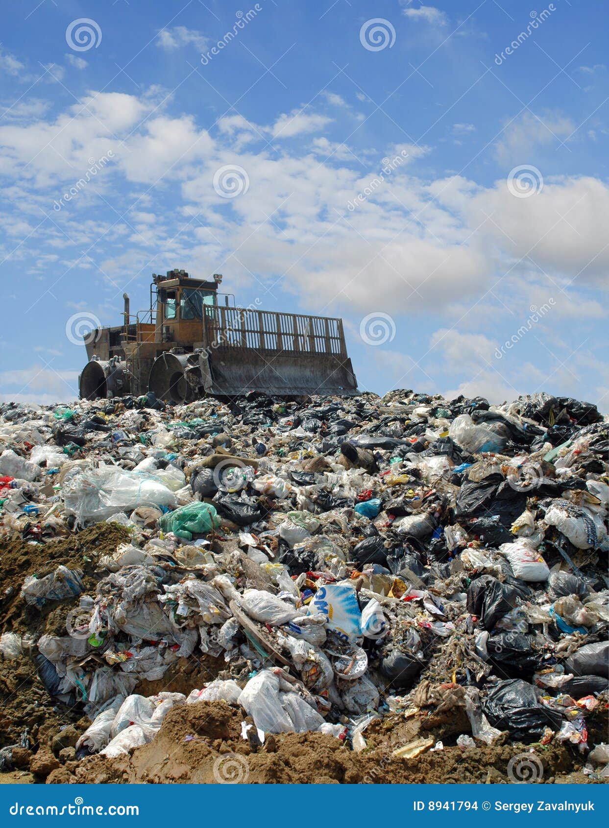 The Bulldozer on a Garbage Dump Stock Photo - Image of sanitary, bury ...