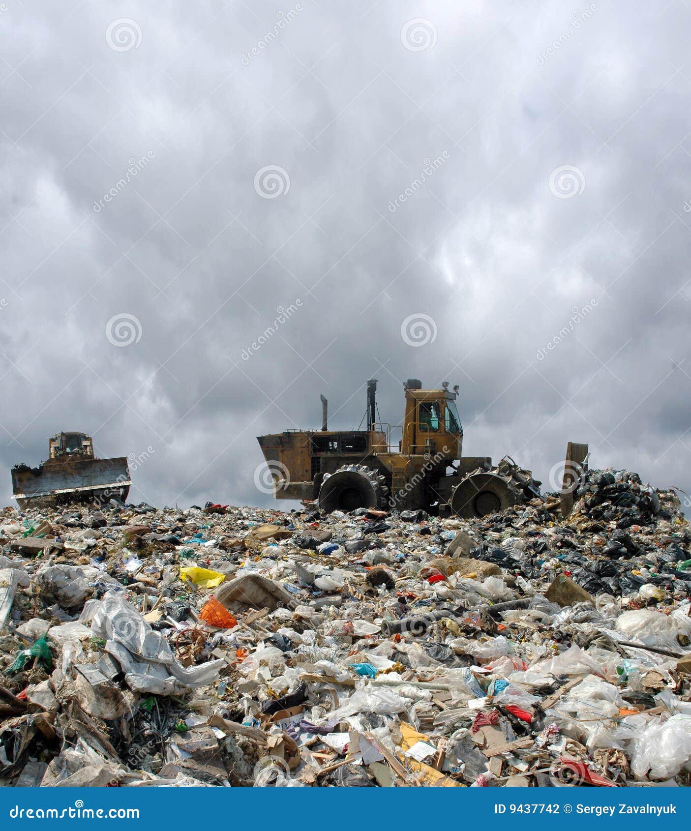The Bulldozer on a Garbage Dump Stock Photo - Image of dispose, rubbish ...