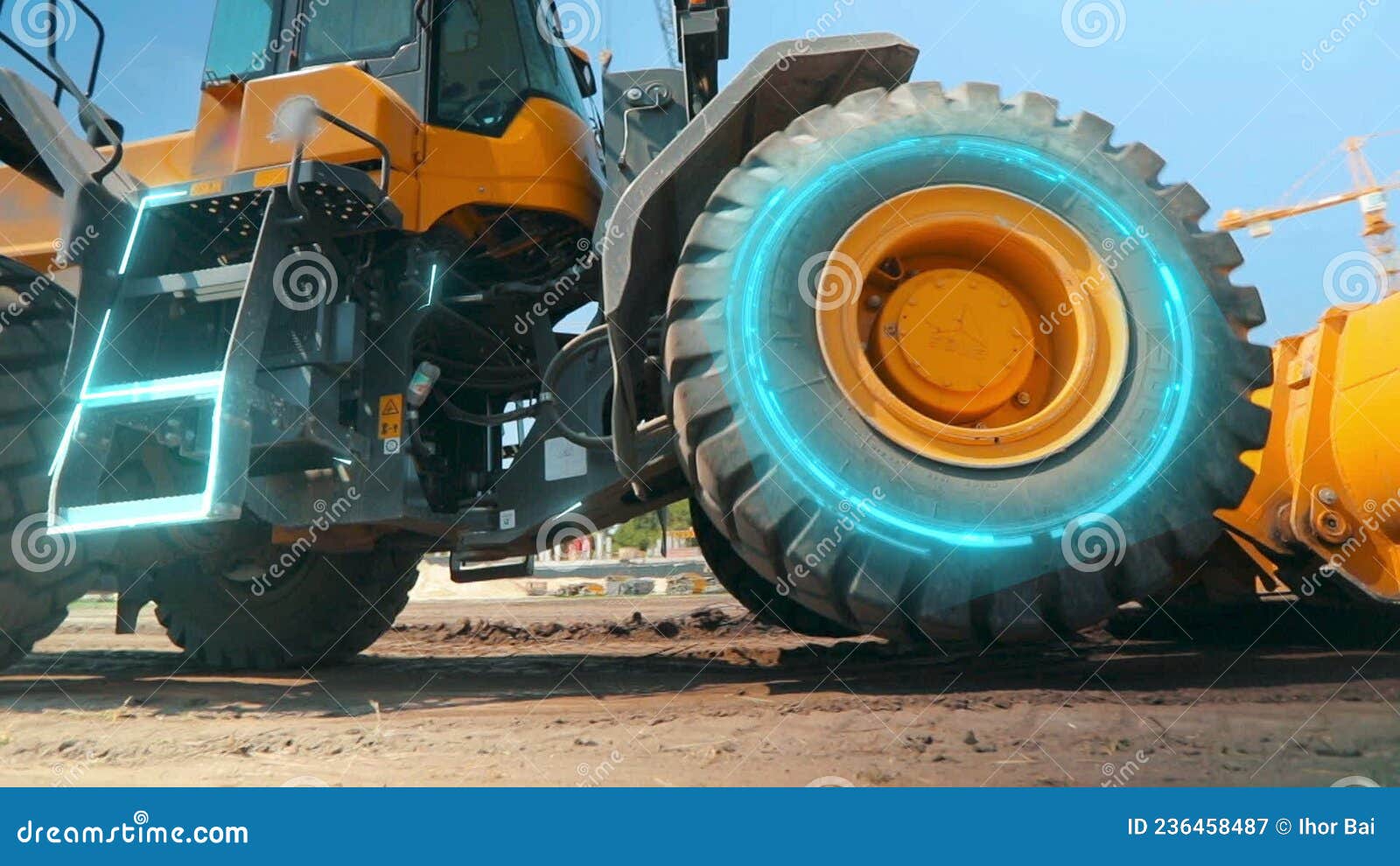 Bulldozer with HUD Elements at a Construction Site. Modern Bulldozer ...