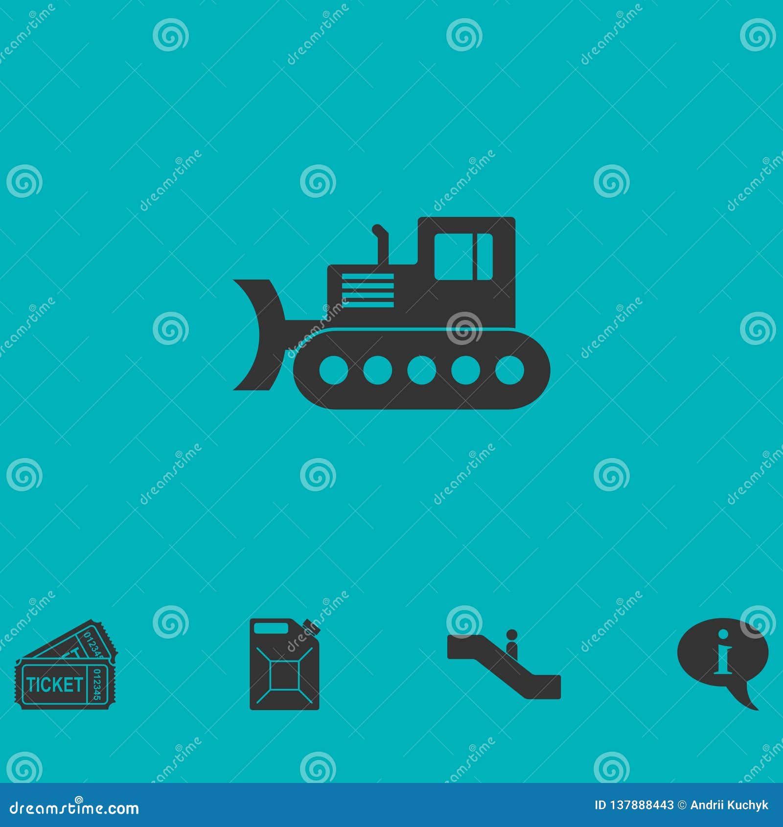 Bulldozer icon flat stock vector. Illustration of building - 137888443