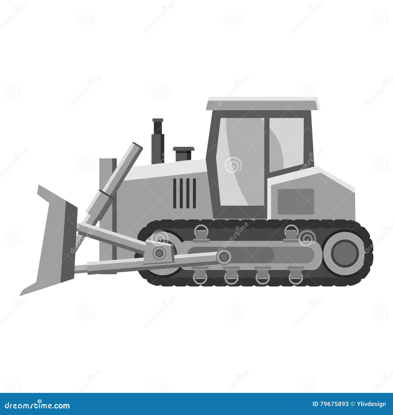 Bulldozer Icon, Gray Monochrome Style Stock Vector - Illustration of ...