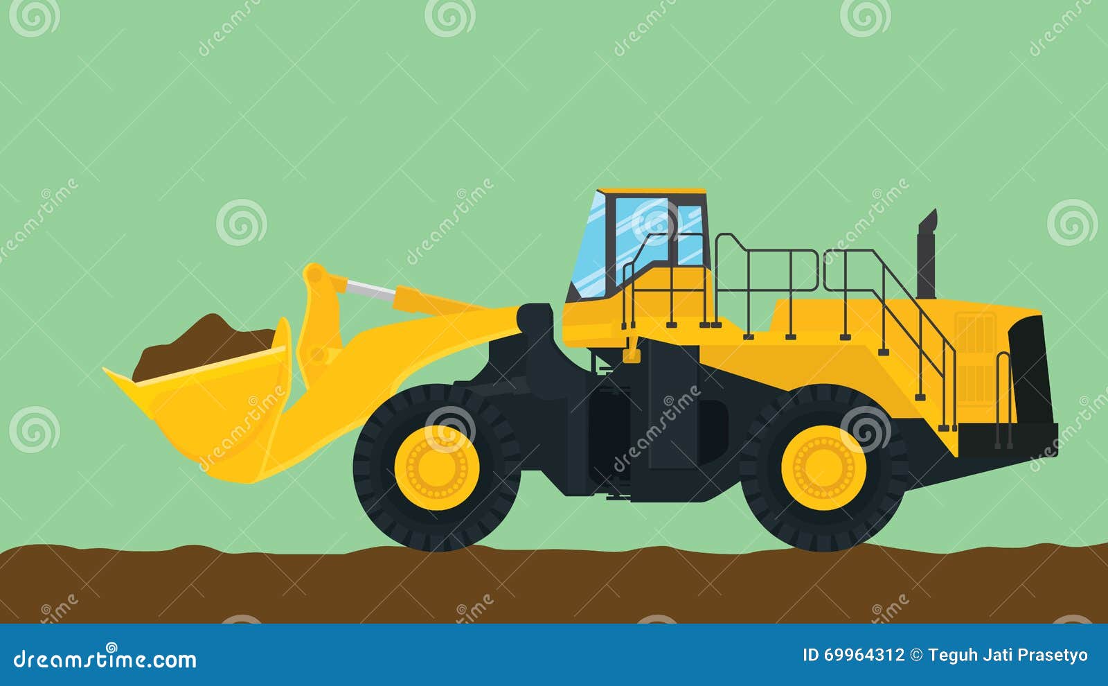 Bulldozer Illustration with Green Background Stock Vector ...