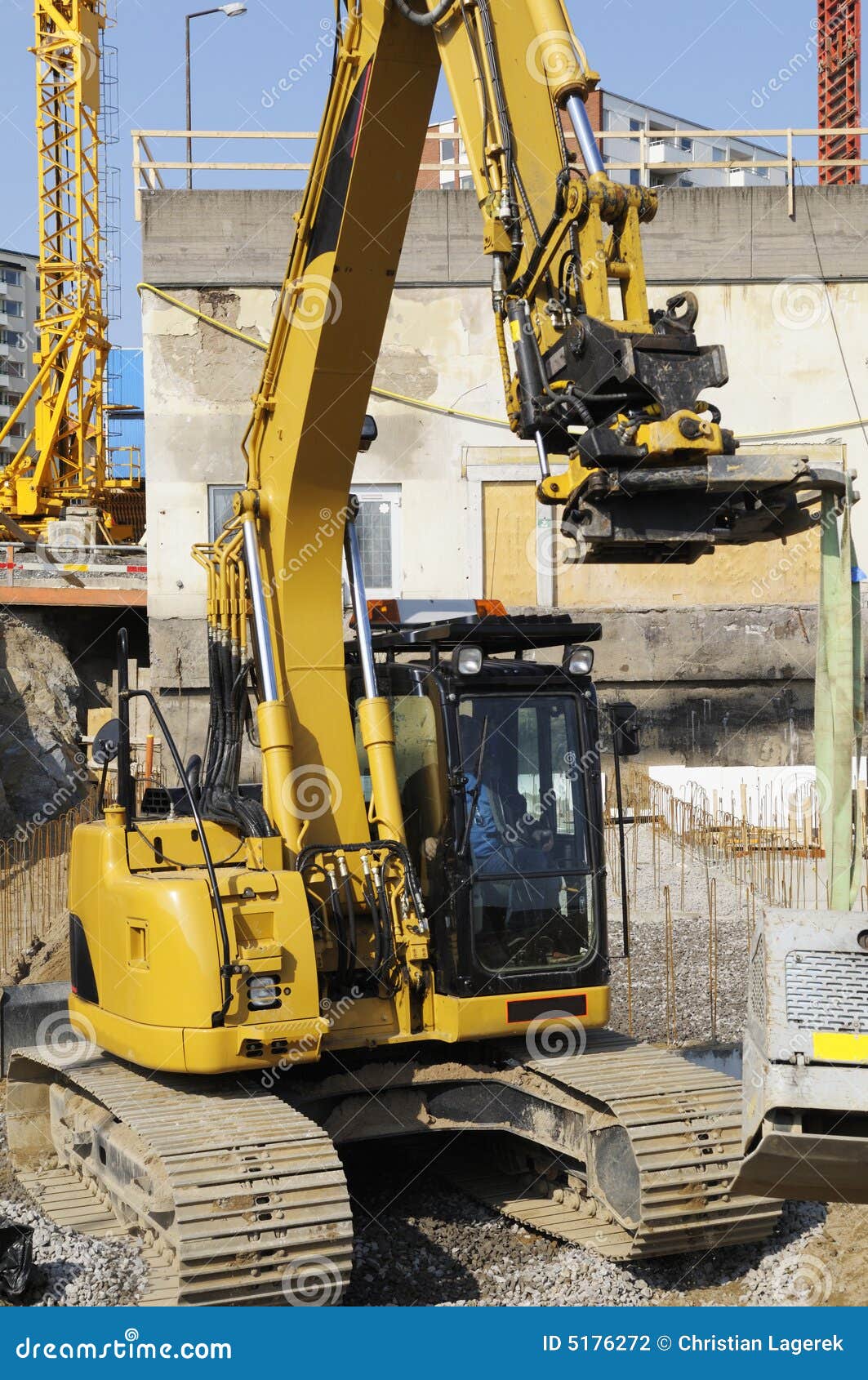 Bulldozer Inside Building Site Stock Photo - Image of transportation ...