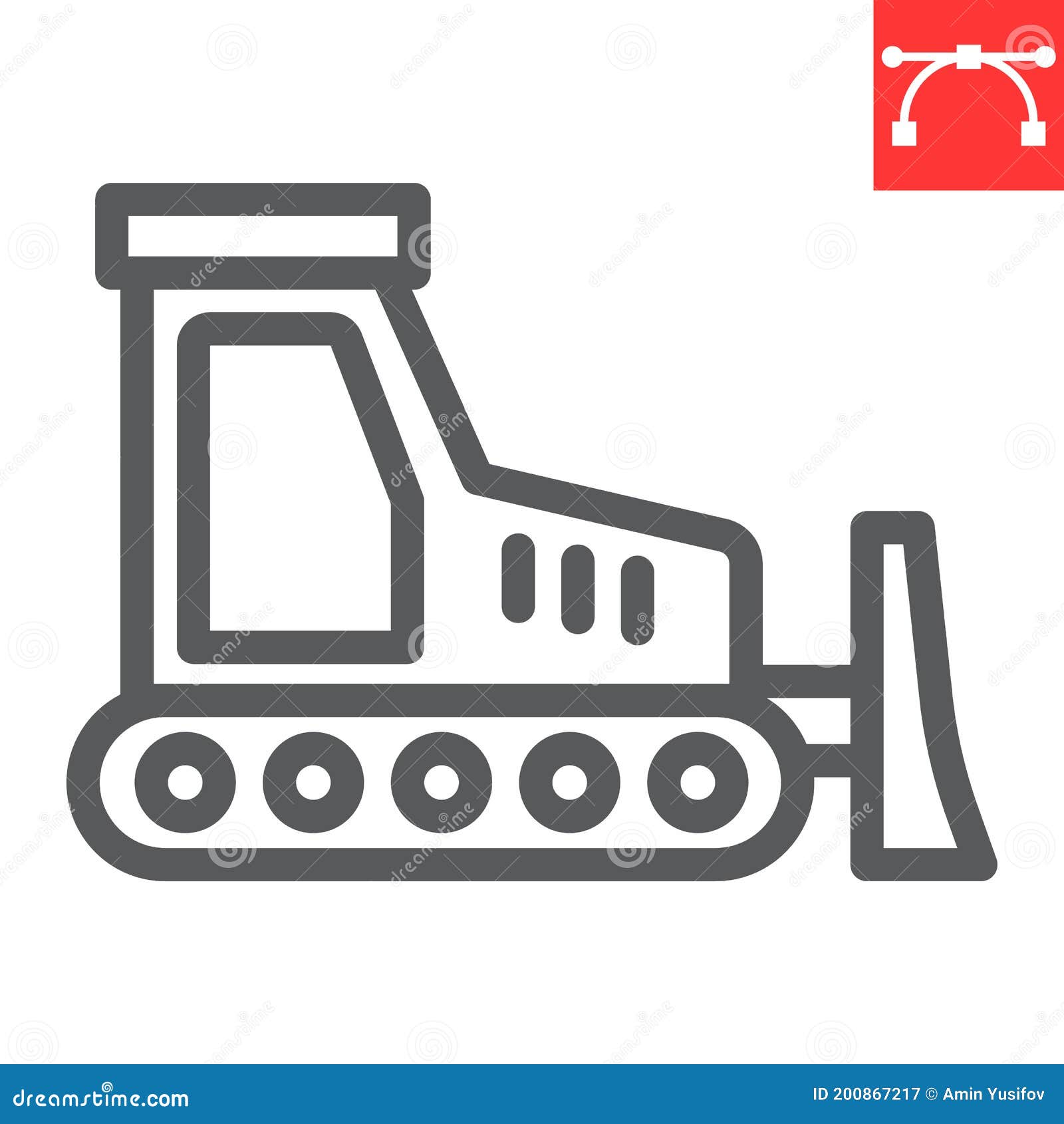Bulldozer Line Icon, Construction and Vehicle, Bulldozer Sign Vector ...