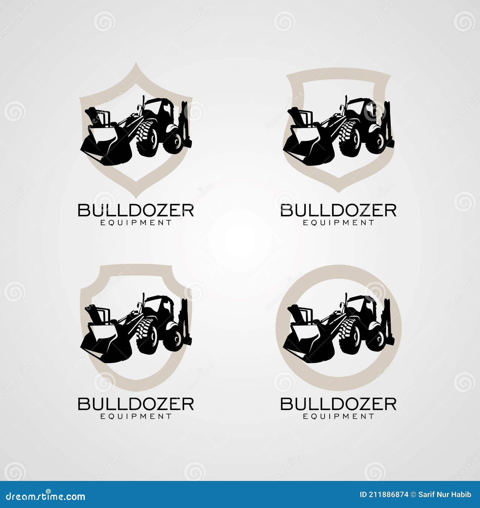Bulldozer Logo Designs Template Set Stock Vector - Illustration of logo ...