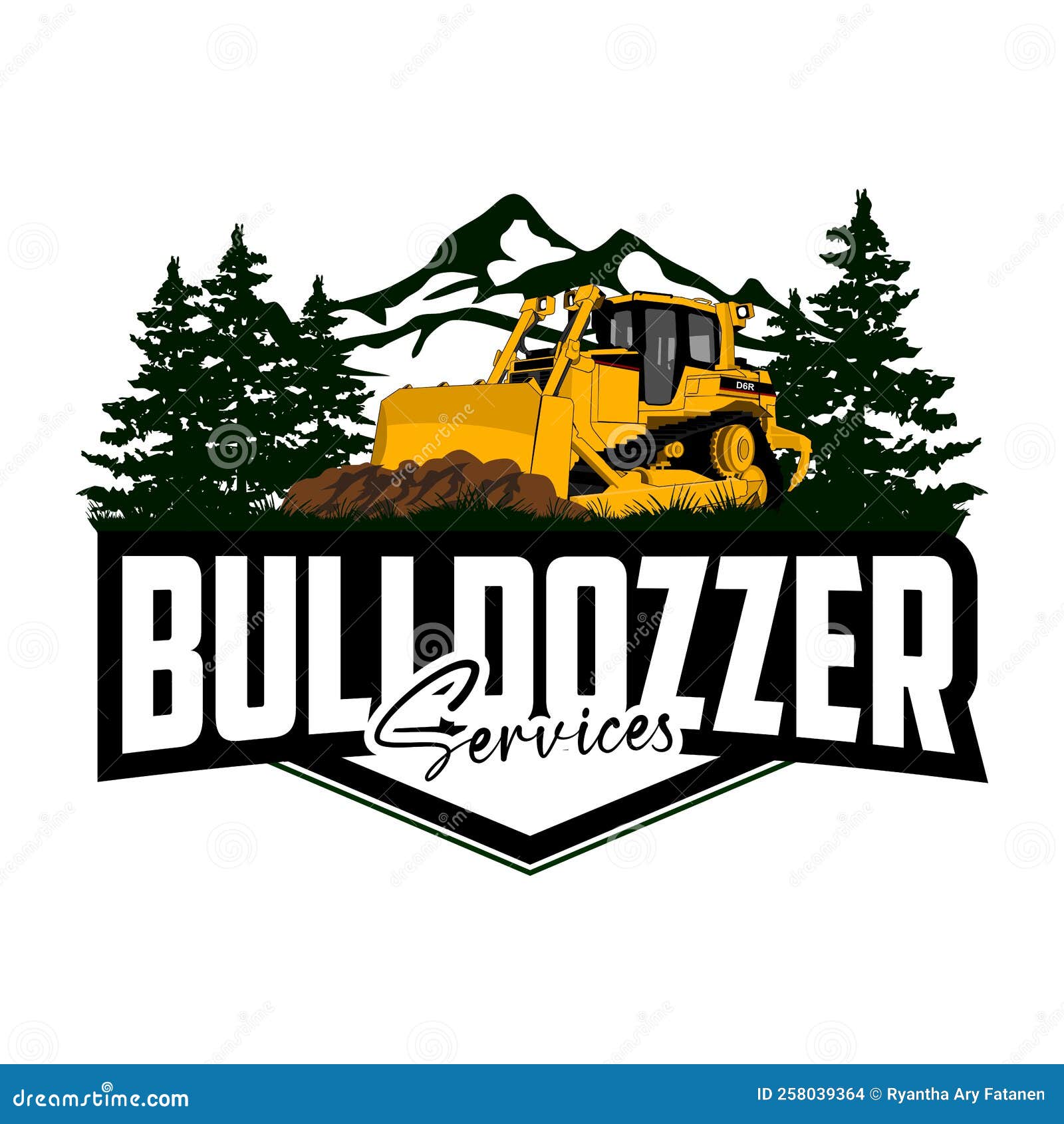 Bulldozer logo vector stock vector. Illustration of line - 258039364