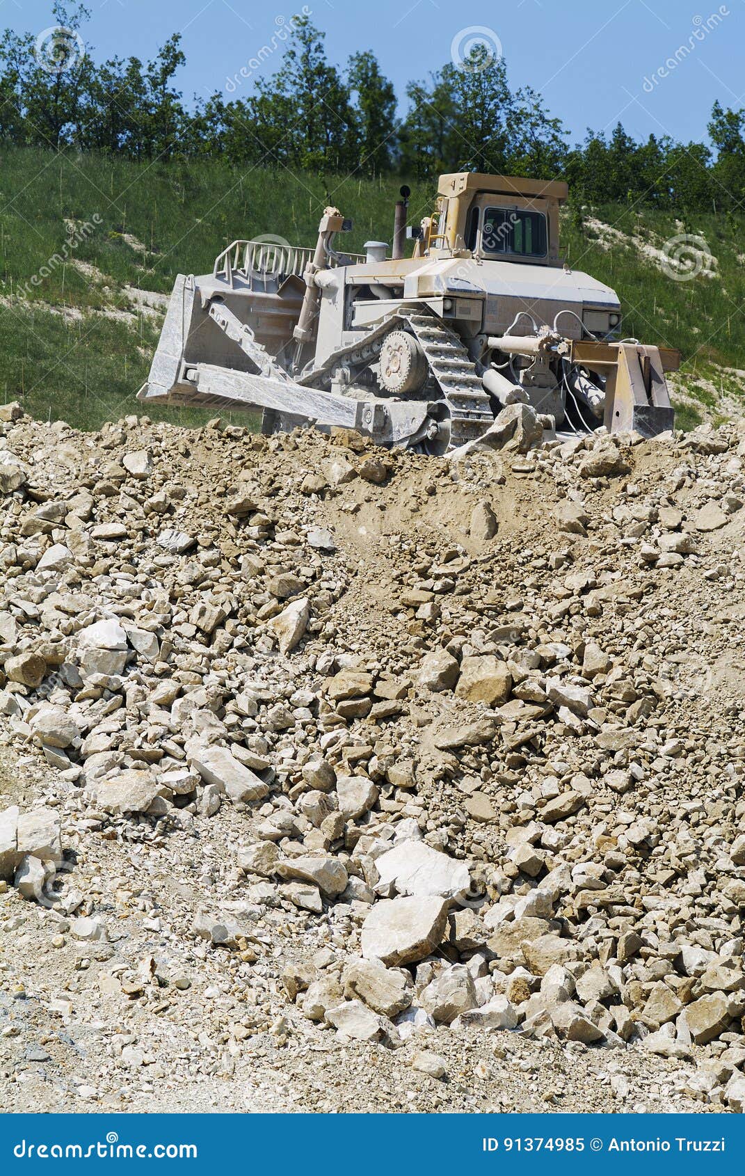 Bulldozer Machine Earthmoving Vehicle Stock Image - Image of cement ...