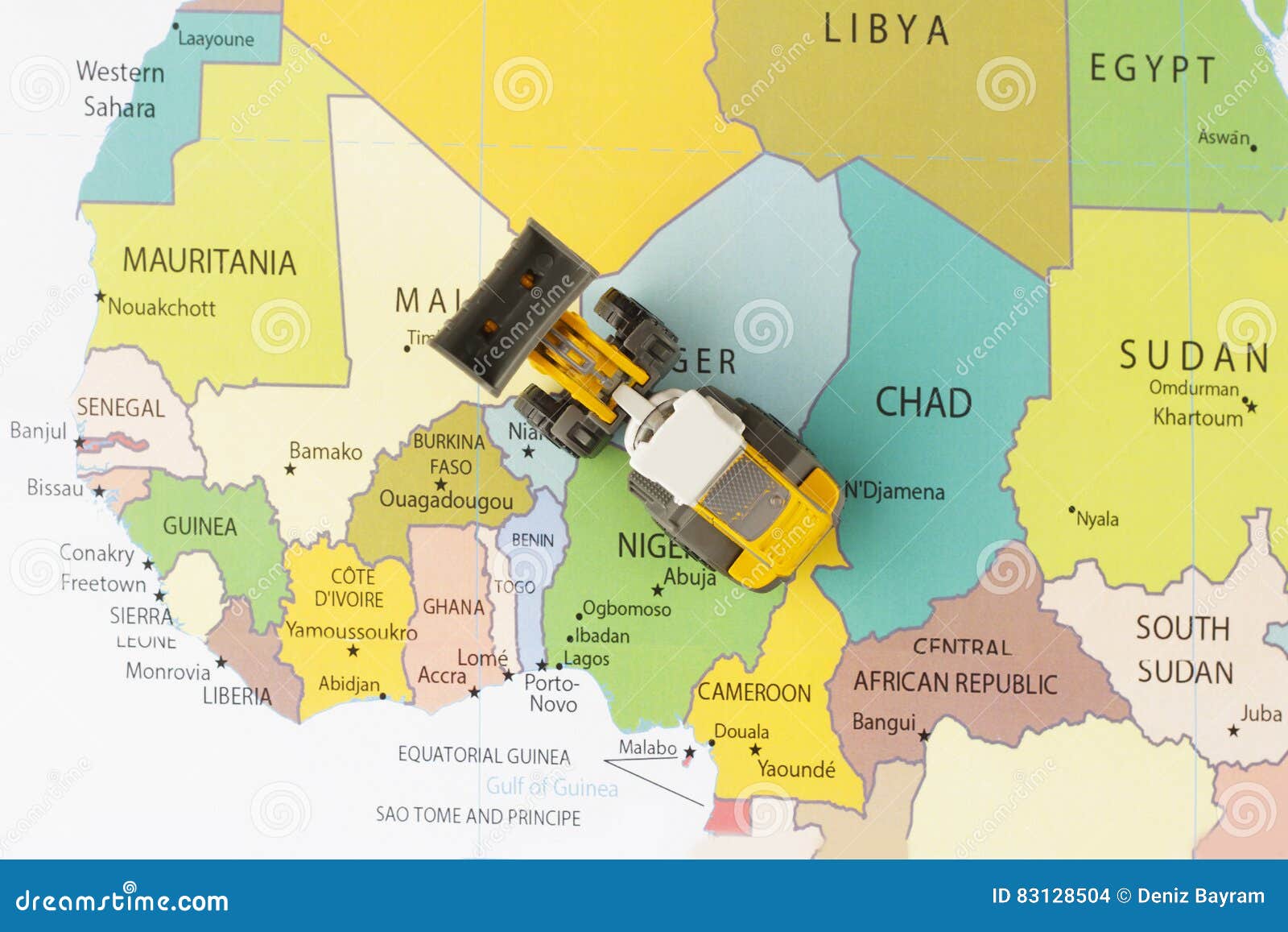 Bulldozer on map stock photo. Image of caterpillar, bulldozer - 83128504