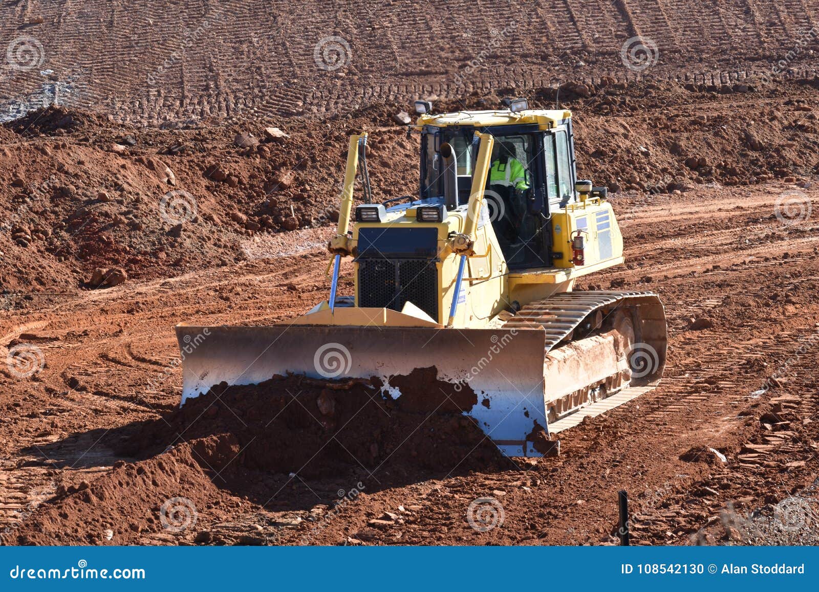 Bulldozer Moves Dirt during Interstate Highway Project in USA Stock ...