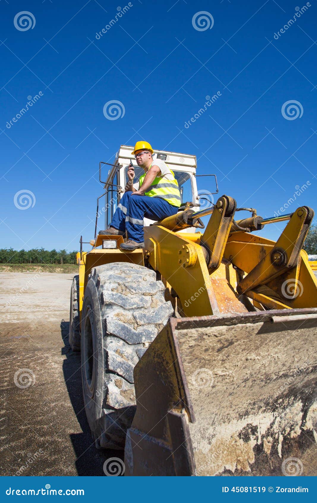 Bulldozer operator stock image. Image of hardhat, collar - 45081519