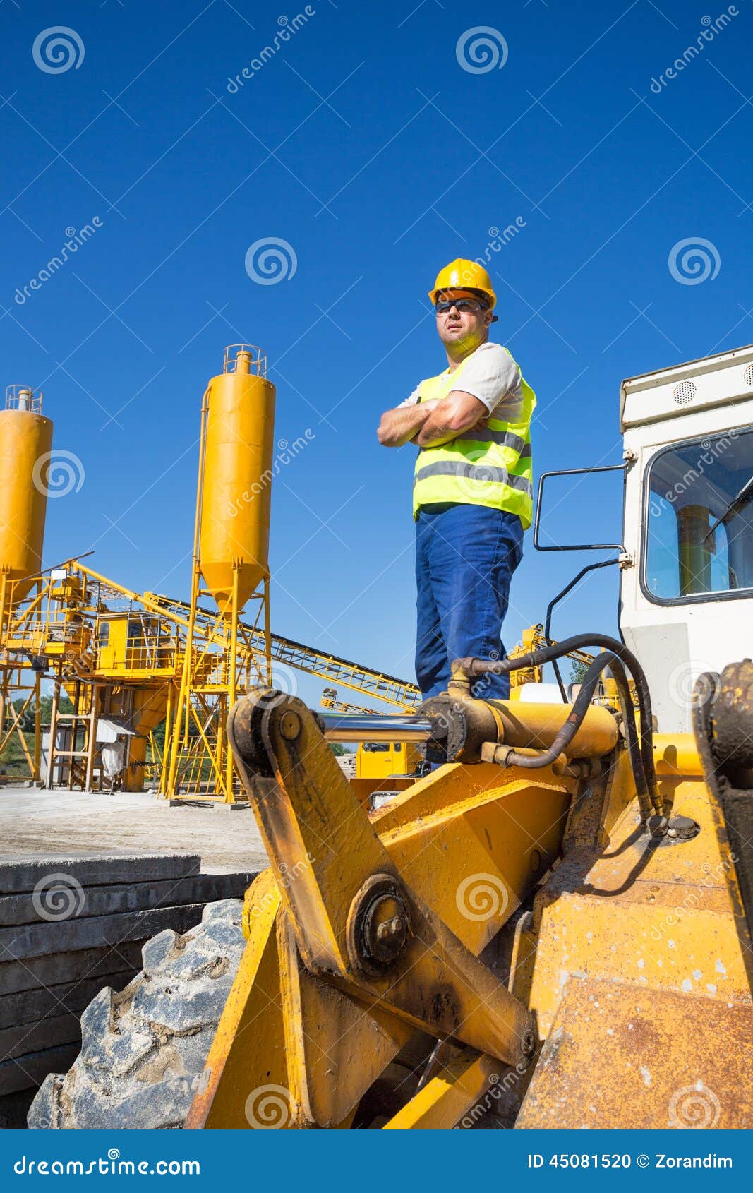 Bulldozer operator stock photo. Image of excavator, bulldozer - 45081520