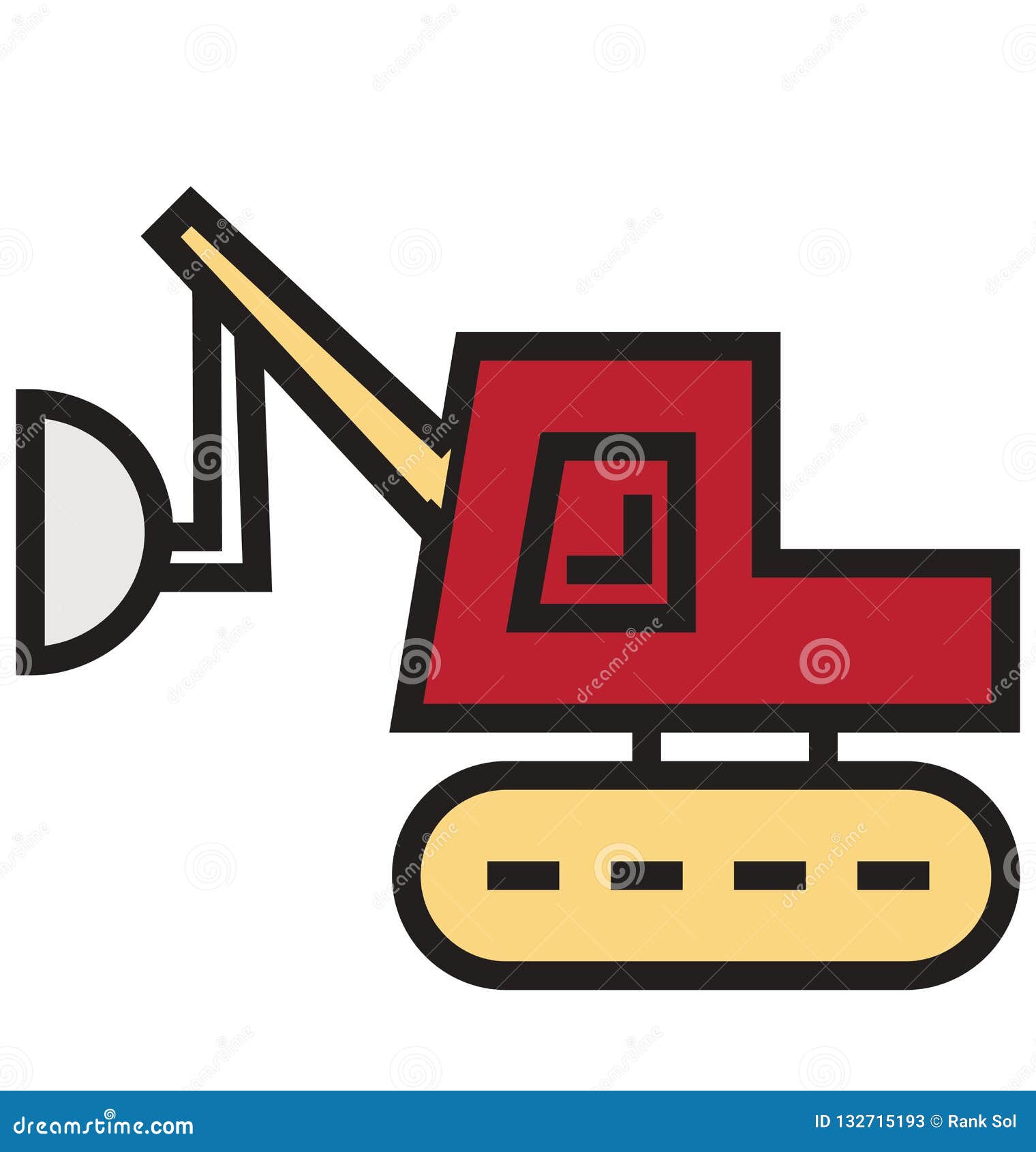 Bulldozer In Outline Style. Front, Side And Back View Of Digger ...