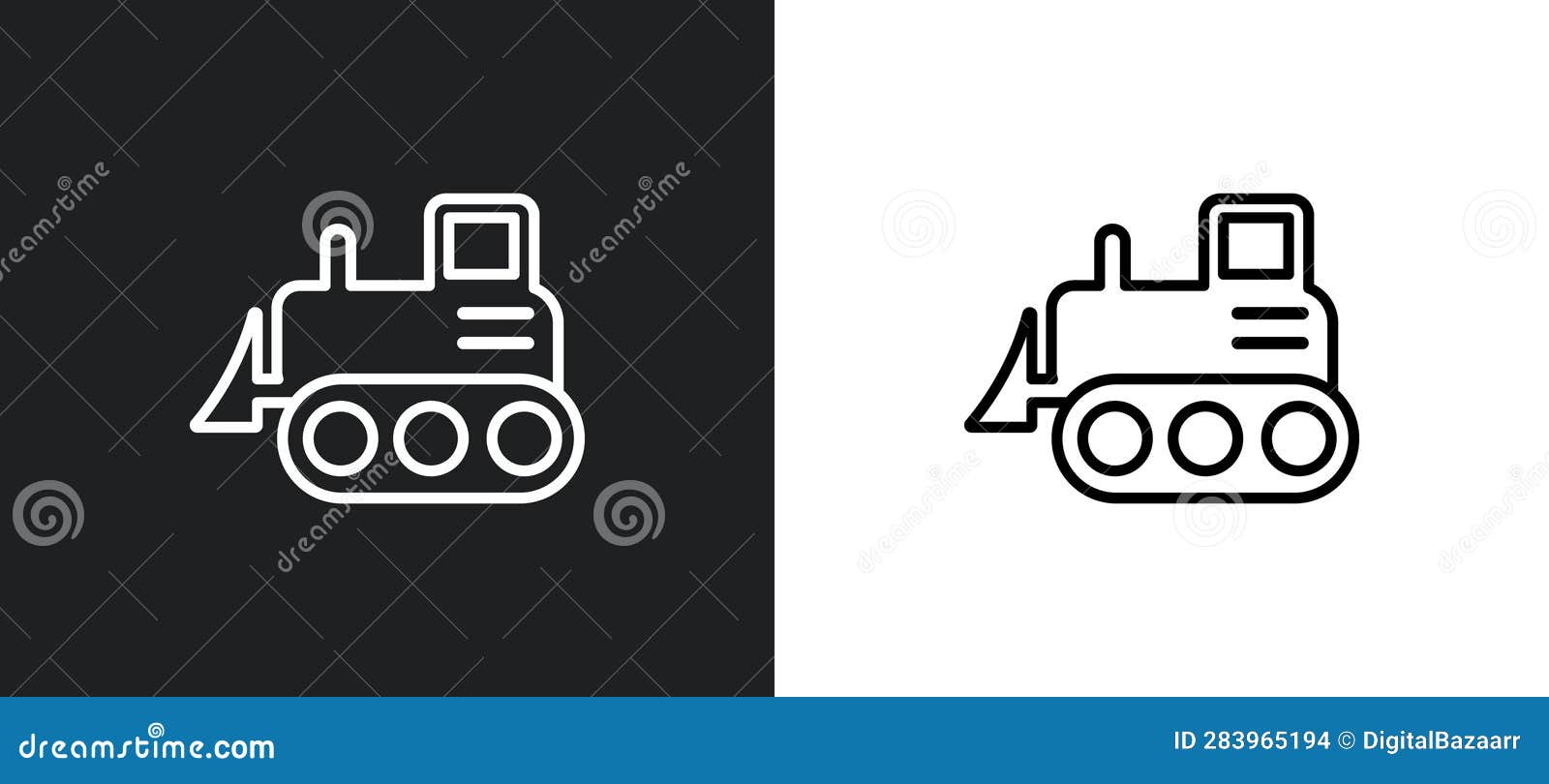 Bulldozer In Outline Style. Logo For A Construction Company. Simple ...