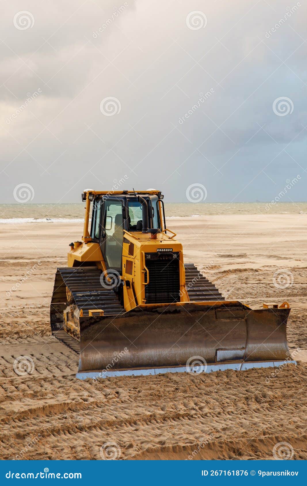 Bulldozer Prepares the Sea Beach for the Season. Stock Photo - Image of ...