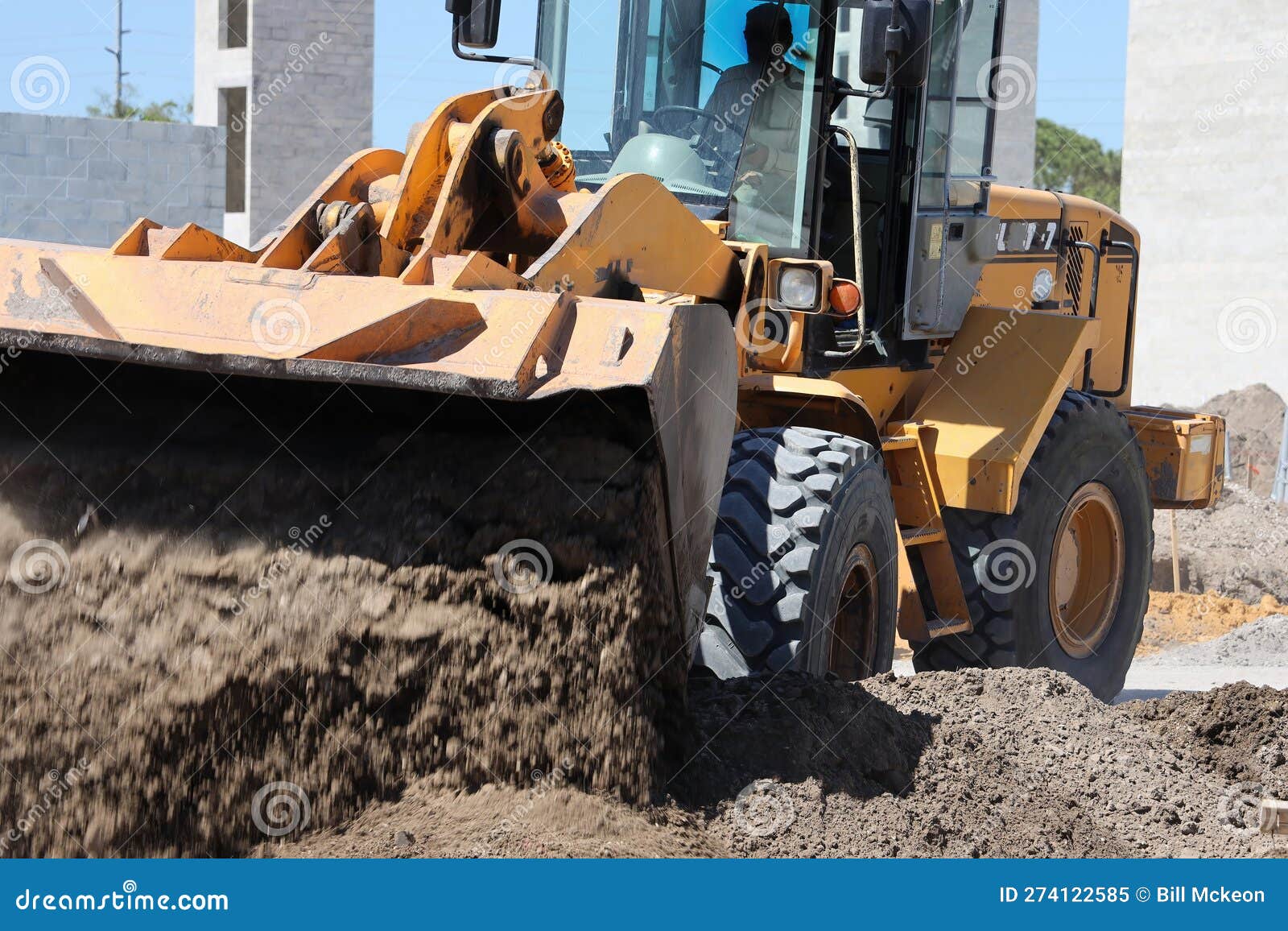 Bulldozer Pushing Dirt at Construction Site Stock Image - Image of sand ...