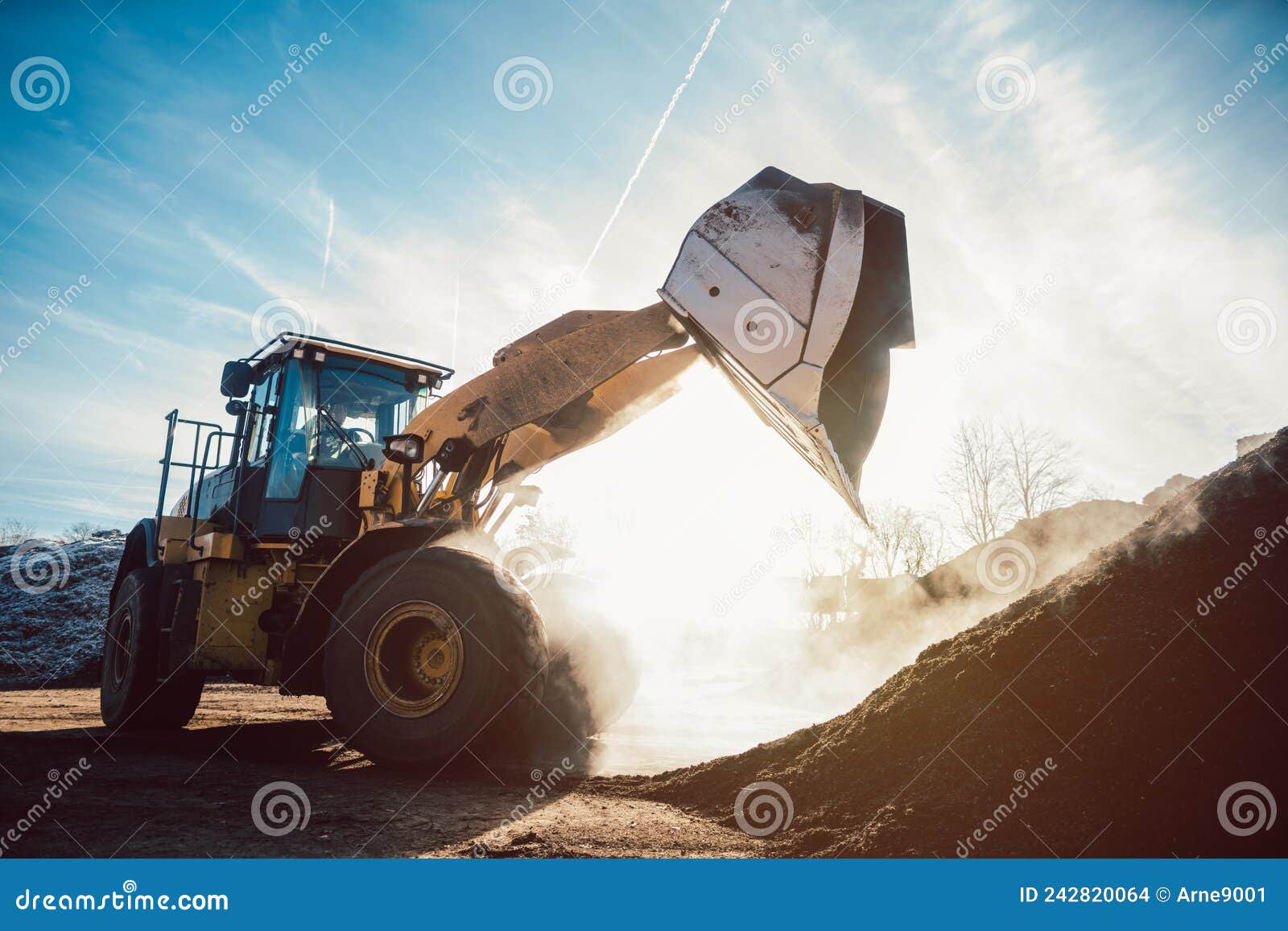 Bulldozer Putting Biomass on Pile for Composting Stock Photo - Image of ...