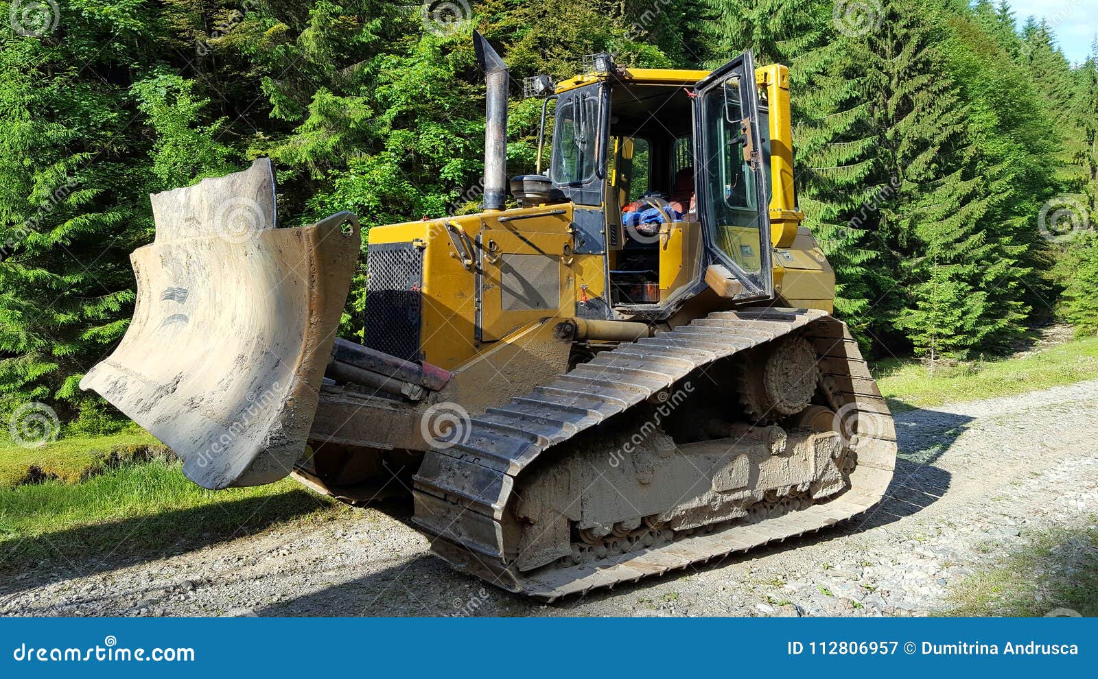 Yellow Bulldozer on Construction Site Stock Image - Image of power ...