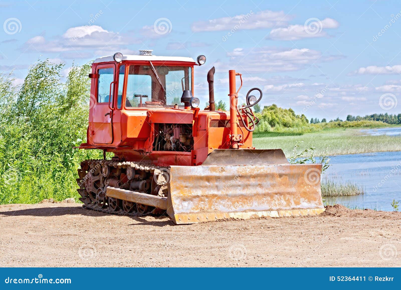 Bulldozer red stock image. Image of mover, land, digging - 52364411