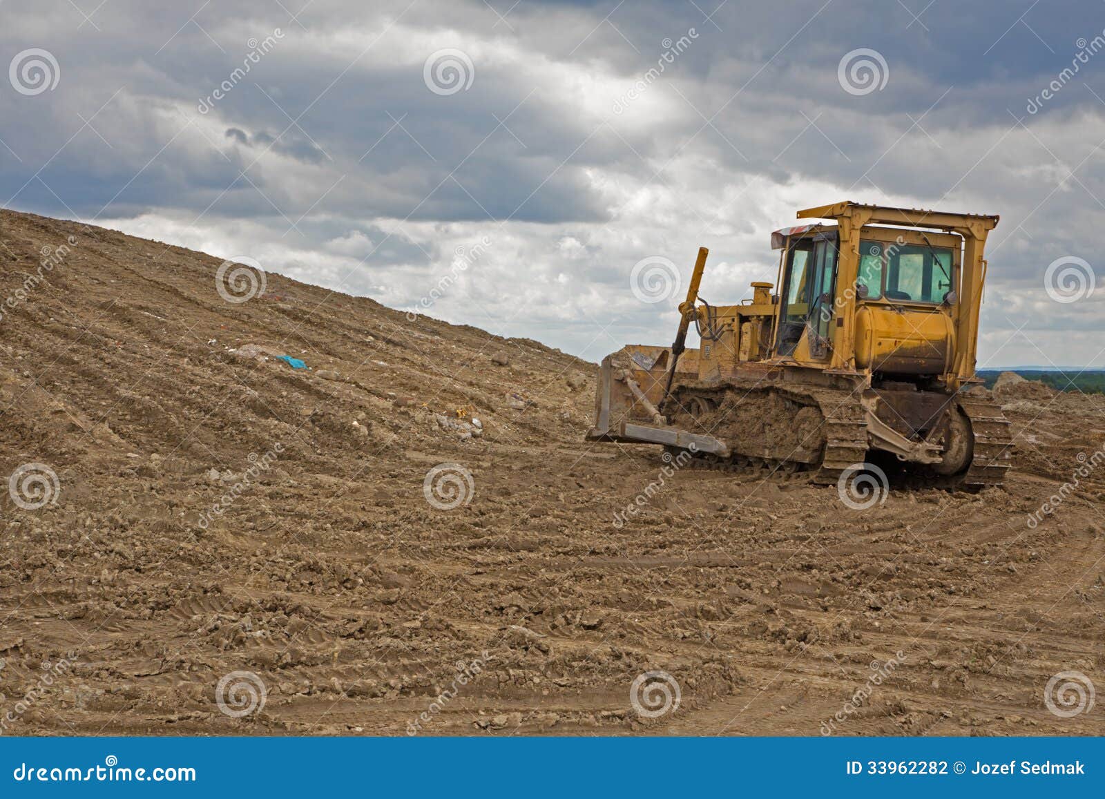 Bulldozer at Revitalization of Landfill Stock Photo - Image of ...