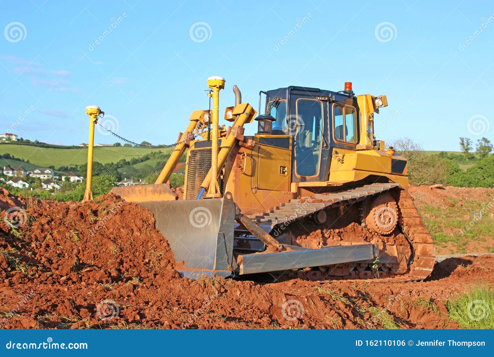 Bulldozer on a Construction Site Editorial Photo - Image of road, works ...