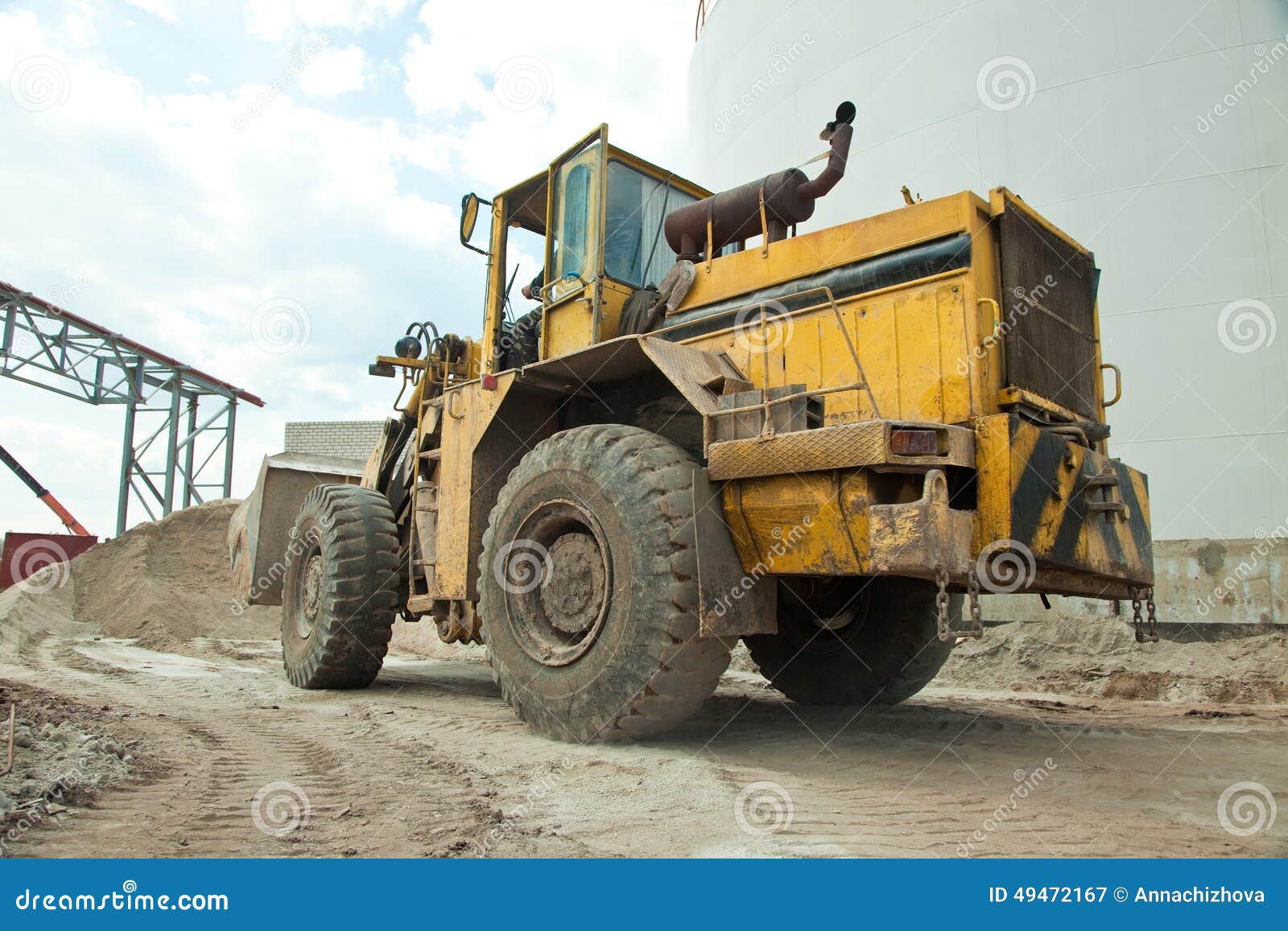 Bulldozer on sand stock image. Image of dirt, land, hydraulic - 49472167