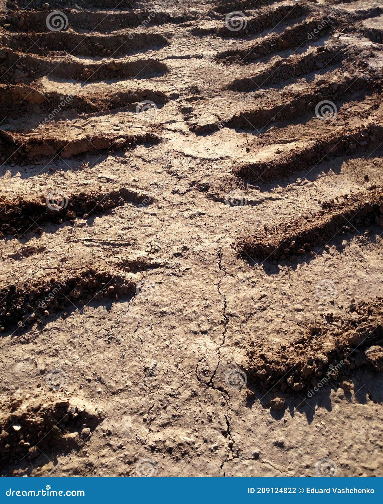 Bulldozer Track on a Clay Surface Stock Photo - Image of morning ...