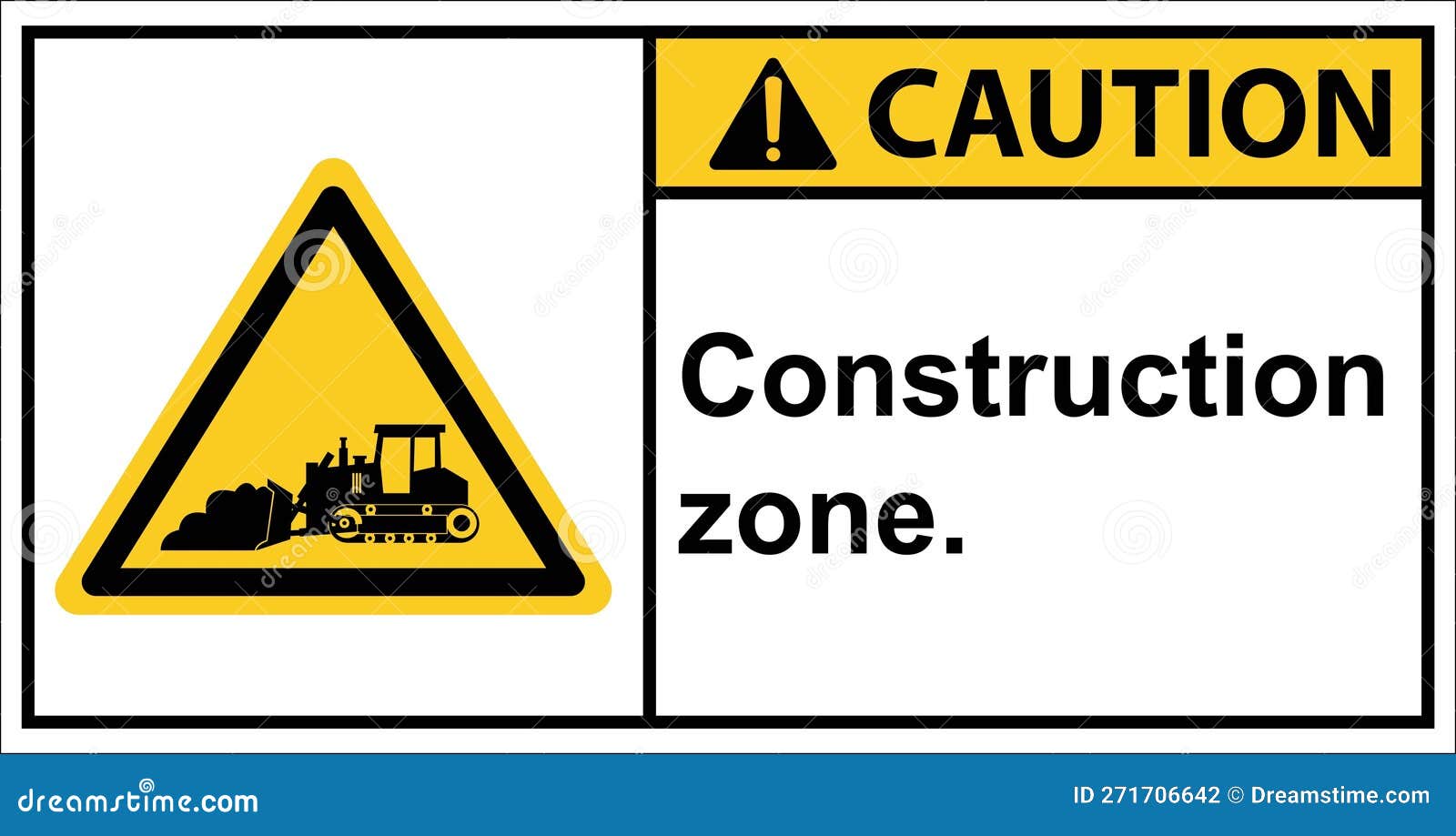 Bulldozer, Tractor,construction Zone,sign Caution. Stock Vector ...