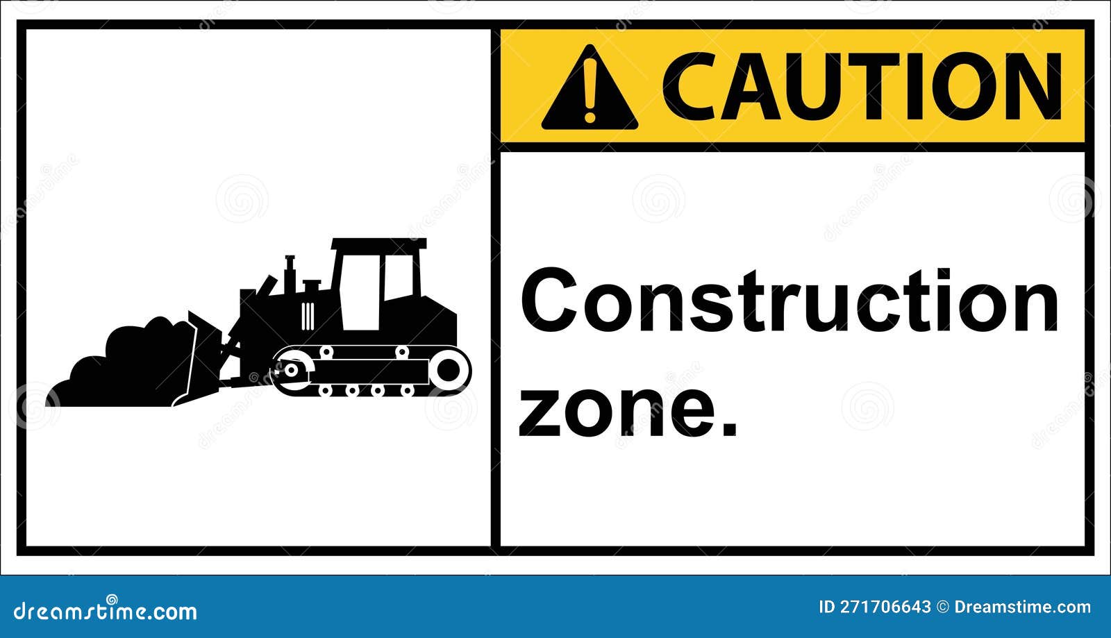 Bulldozer, Tractor,construction Zone,sign Caution. Stock Vector ...