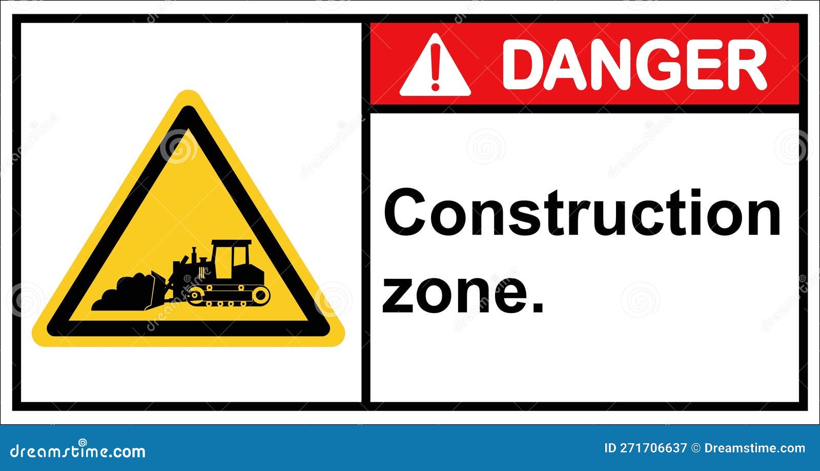 Bulldozer, Tractor,construction Zone,sign Danger. Stock Vector ...