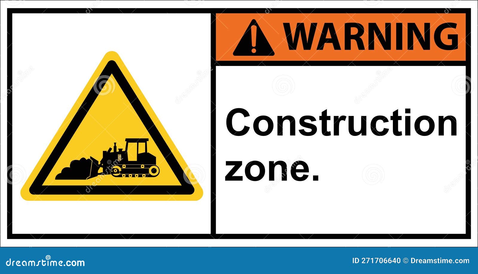 Bulldozer, Tractor,construction Zone,sign Warning. Stock Vector ...