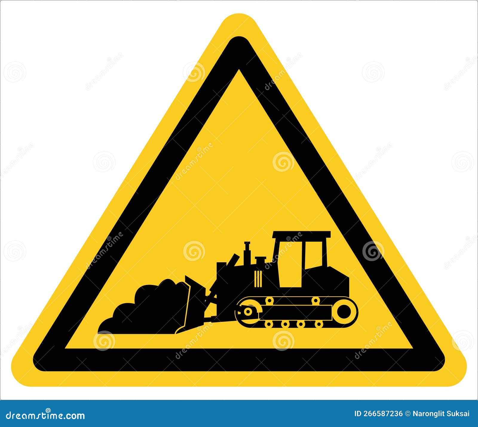 Bulldozer, Tractor, Warning Sign Tractor Working Stock Vector ...