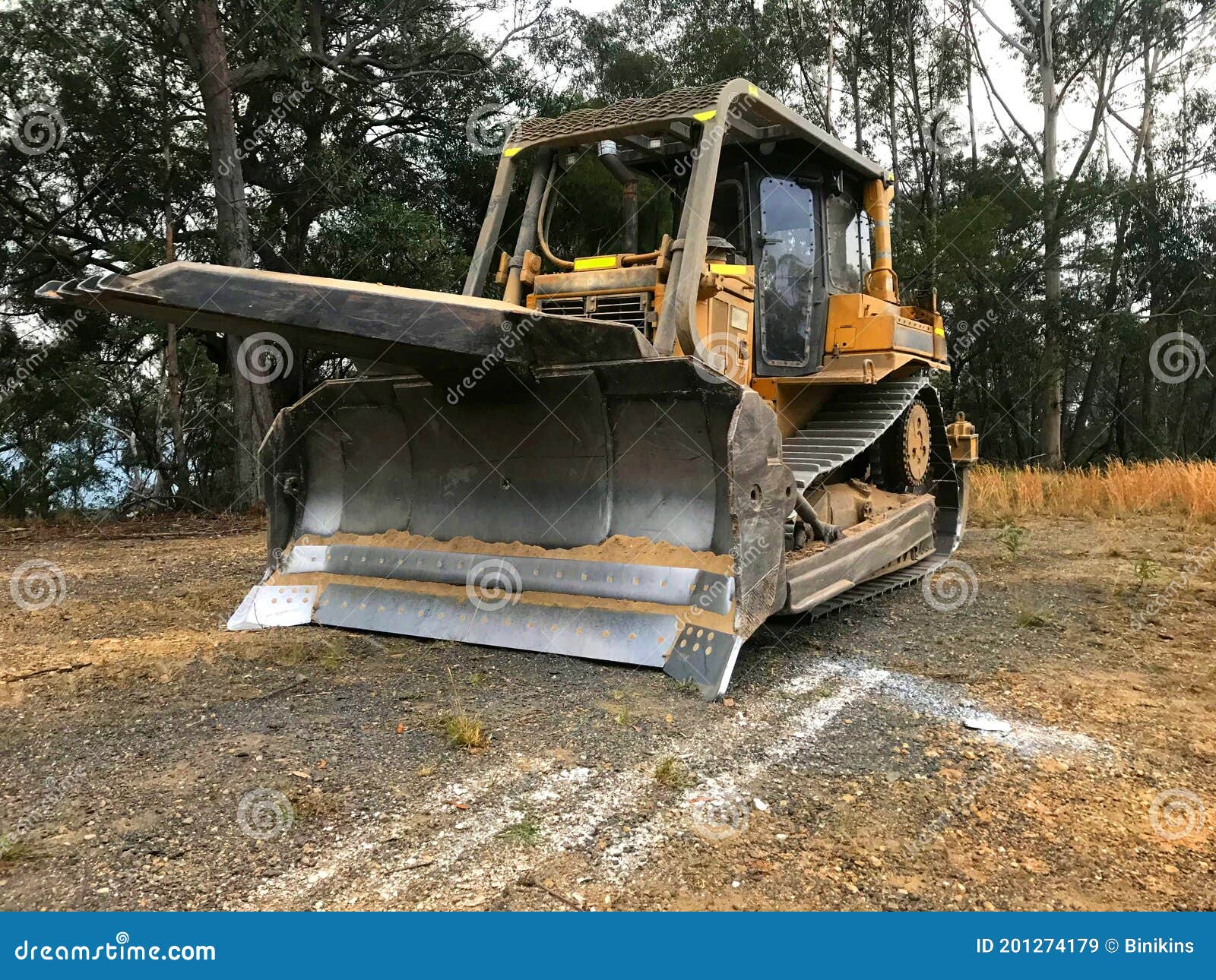 A Bulldozer with a Tree Pusher Attachment Stock Image - Image of ...