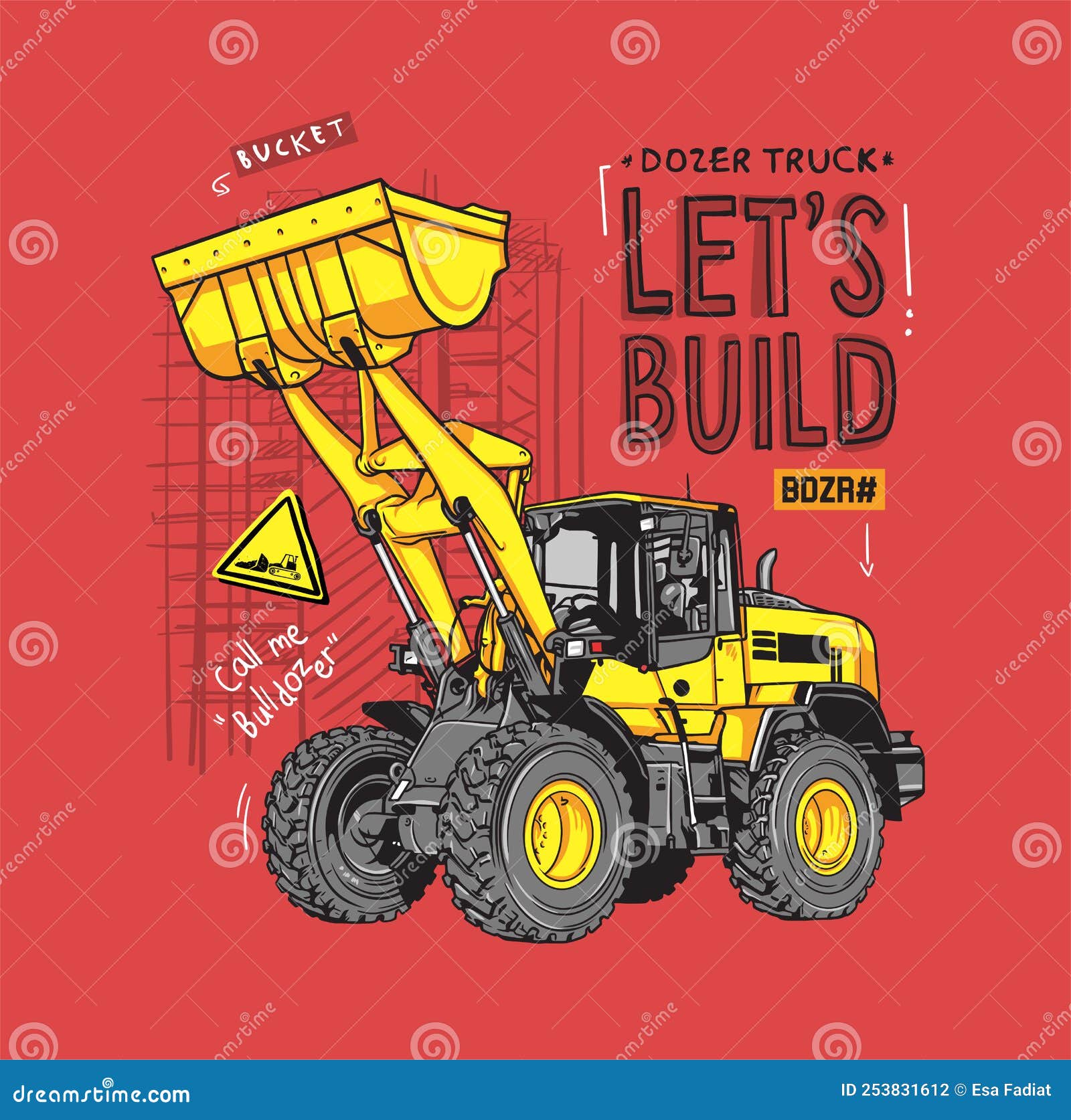 Bulldozer Truck Construction Sign Pictogram Vector Illustration ...