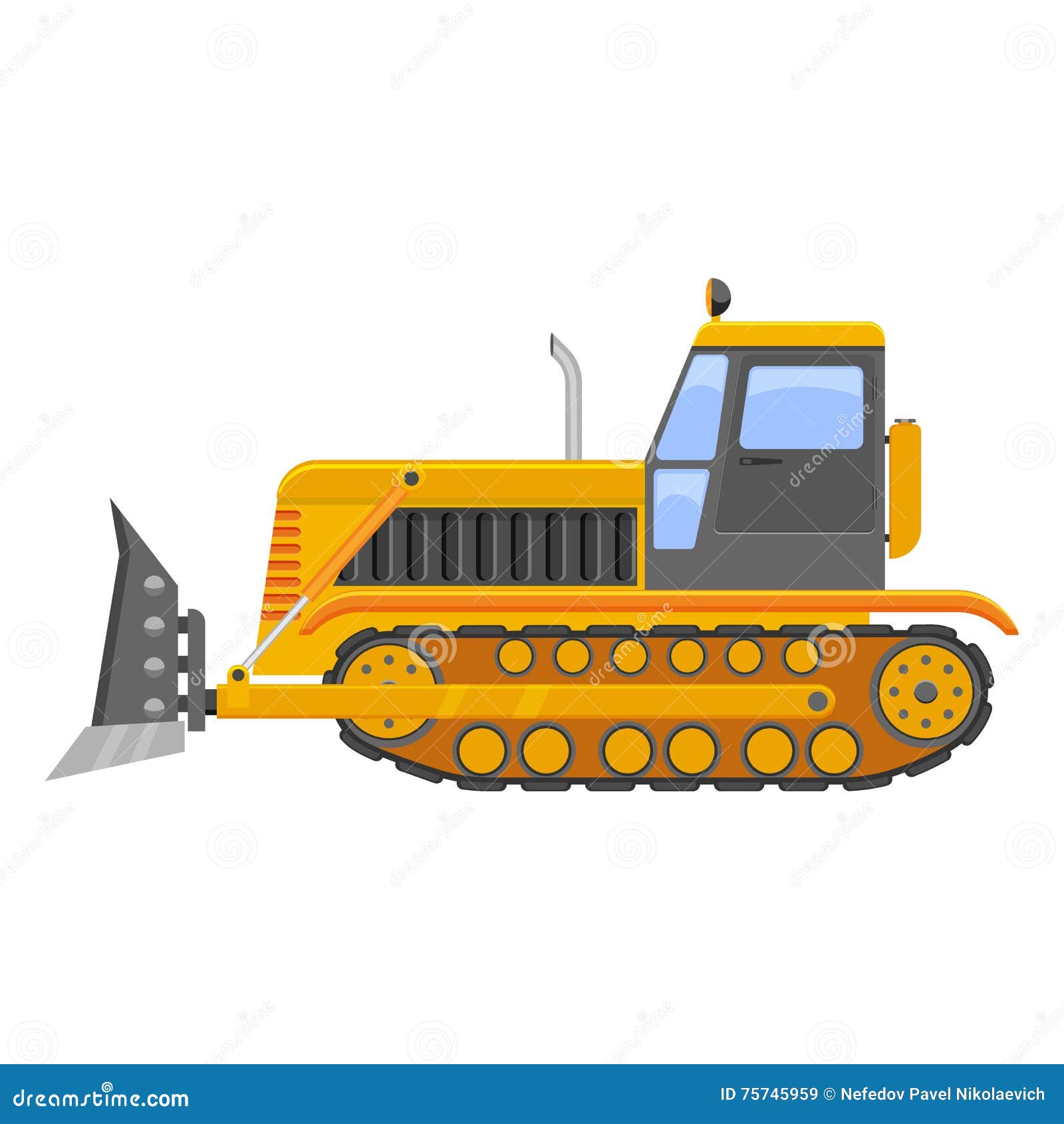 Bulldozer Vector Illustration Isolated on White Background Stock Vector ...