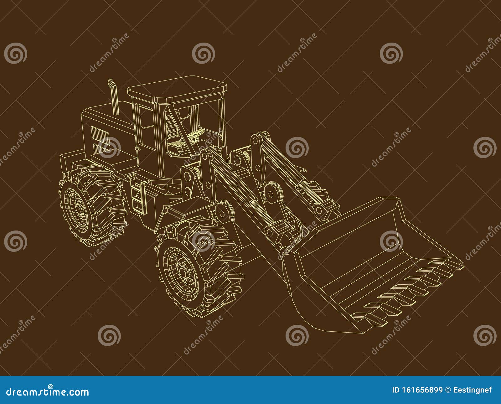 Bulldozer. Vector Outline Illustration Stock Vector - Illustration of ...