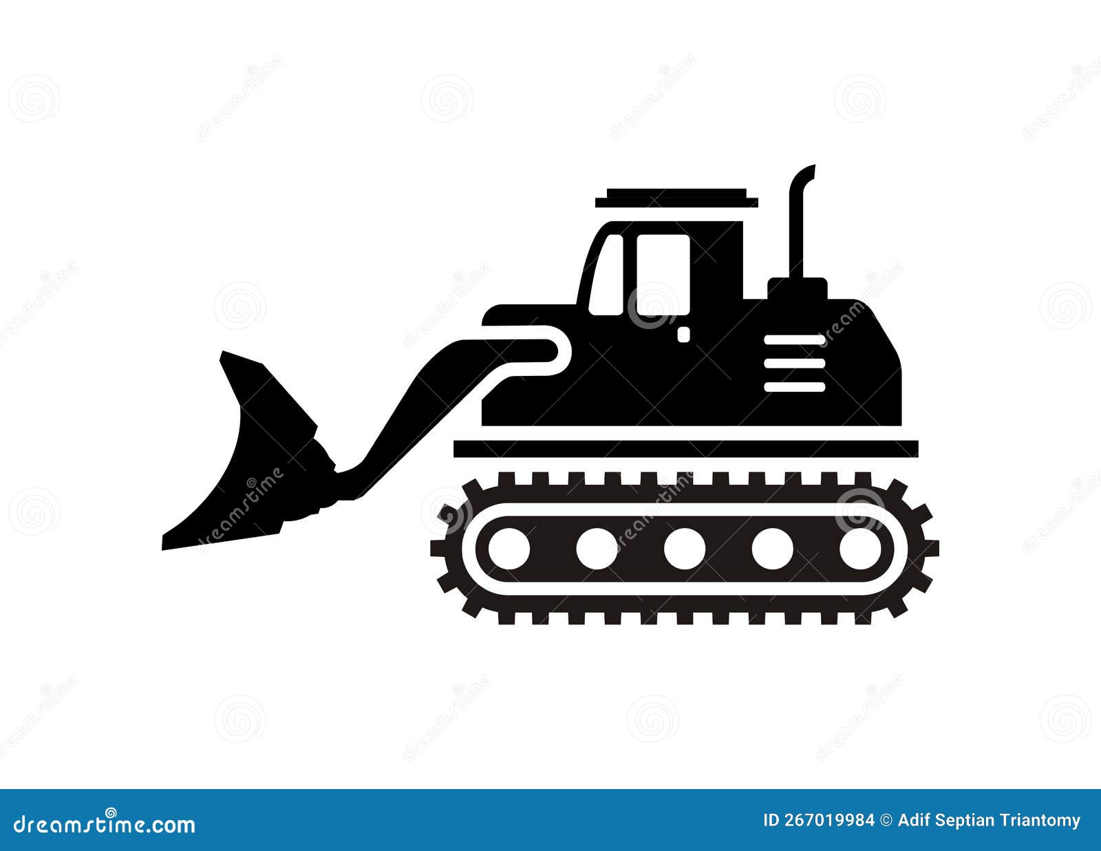 Bulldozer Vehicle. Simple Illustration in Black and White. Stock Vector ...