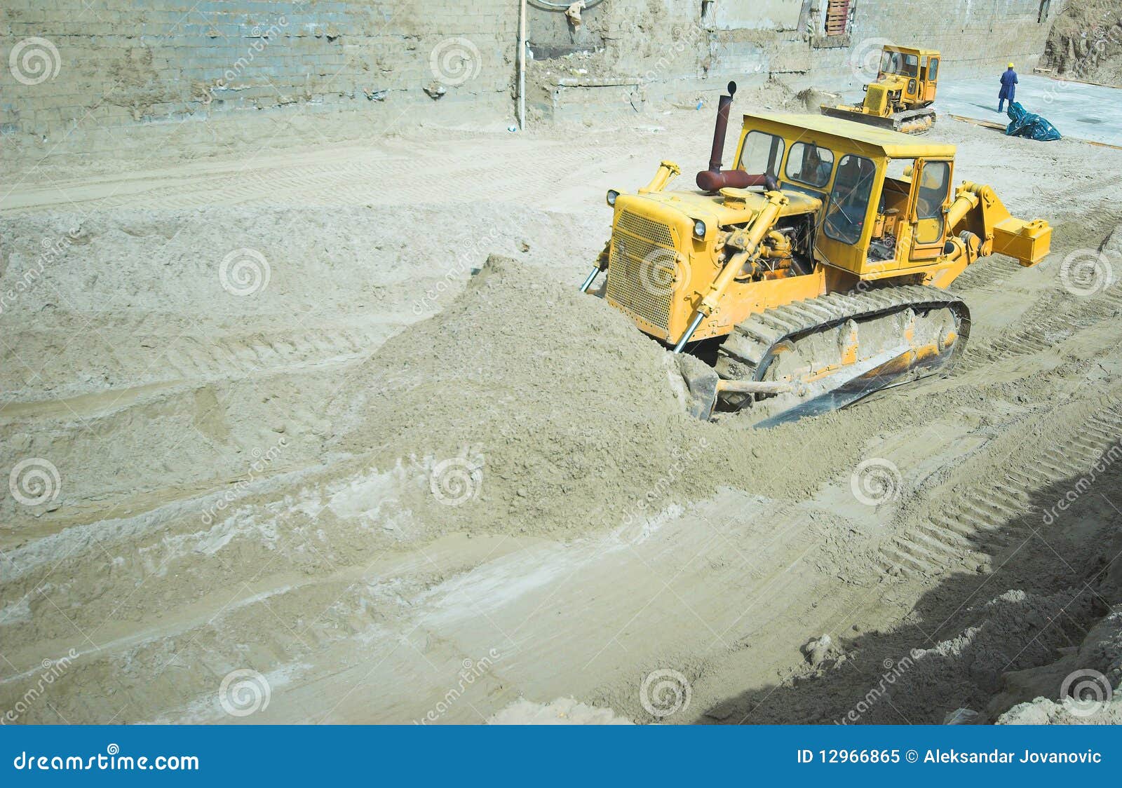 Bulldozer at work stock image. Image of build, contractor - 12966865